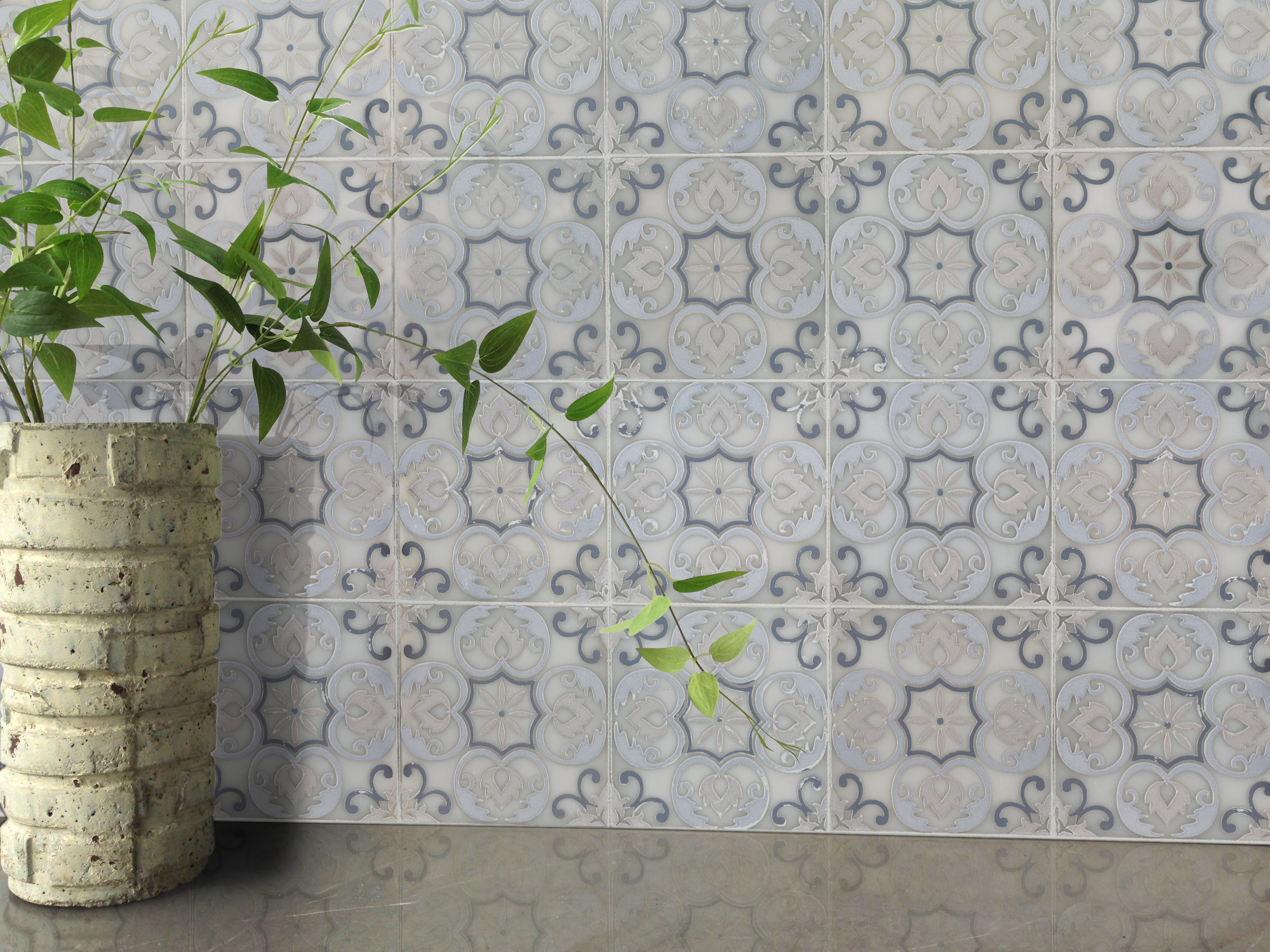 Ackland Marbella Marbella Encaustic 6 in. x 6 in. Polished Marble ...