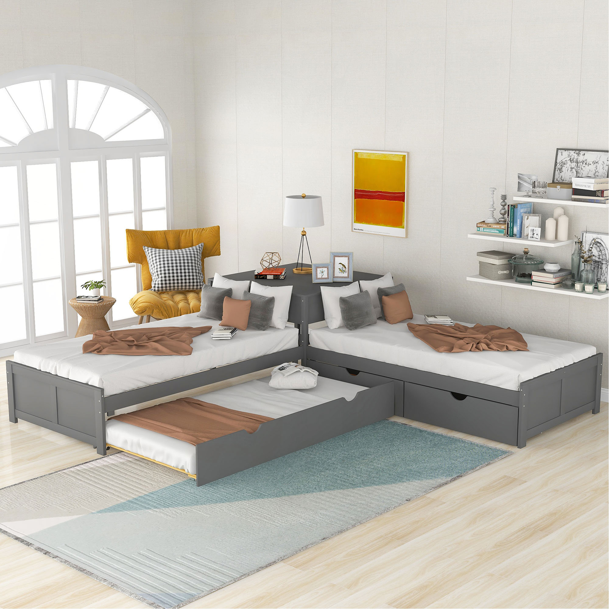L Shaped Platform Beds