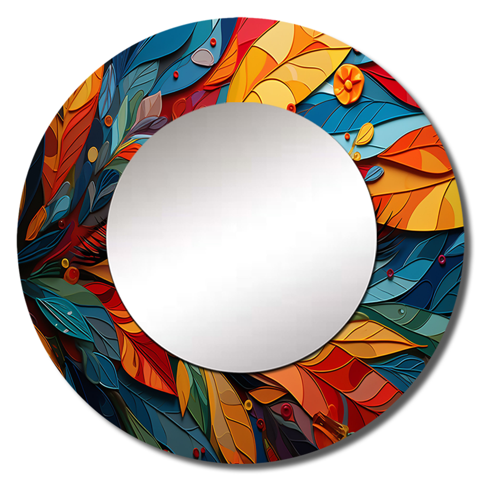East Urban Home Leaf Eye Symphony - Leaves Round Mirror Wall Decor ...