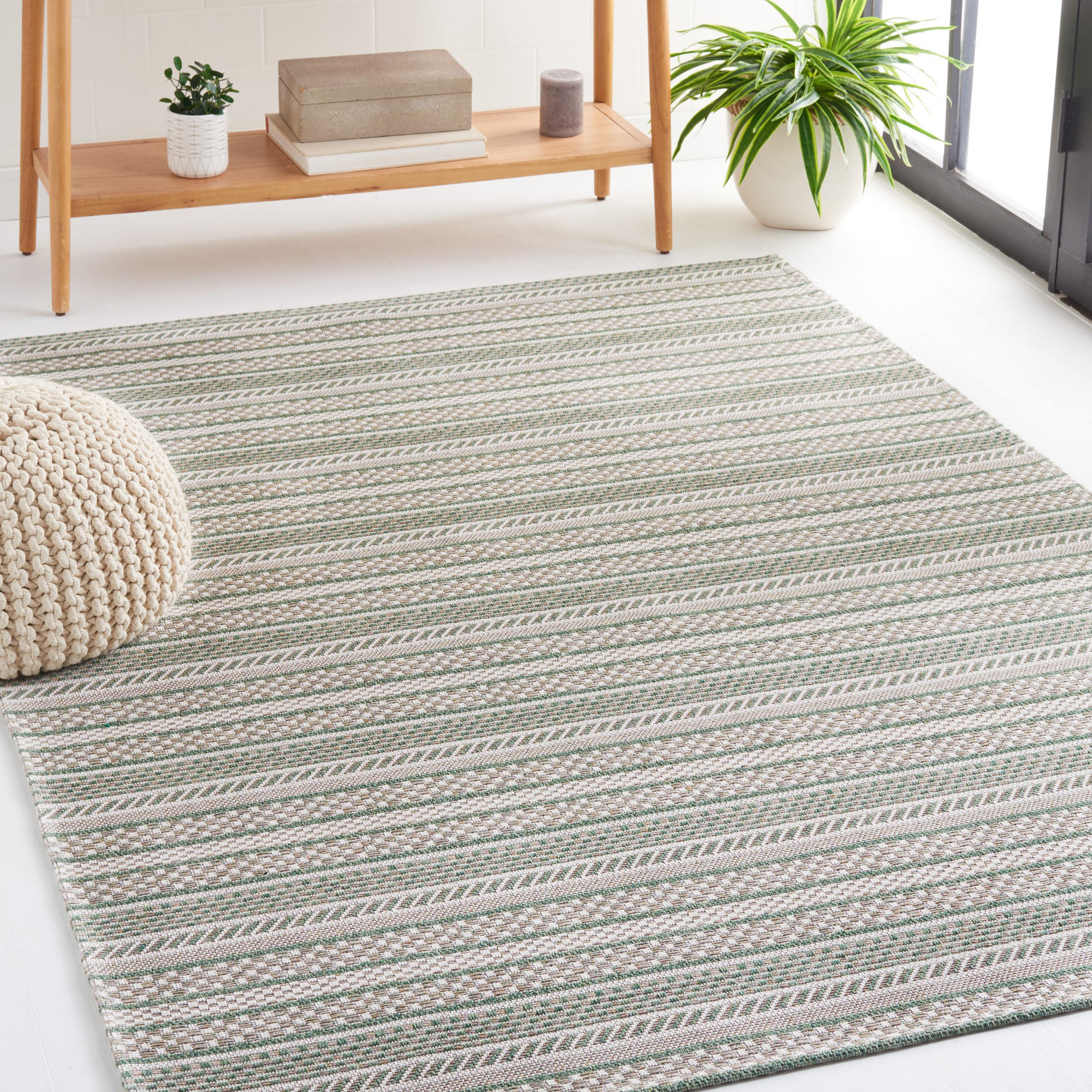 Martha Stewart Rugs Martha Stewart 412 Cotton Striped Rug in Green ...