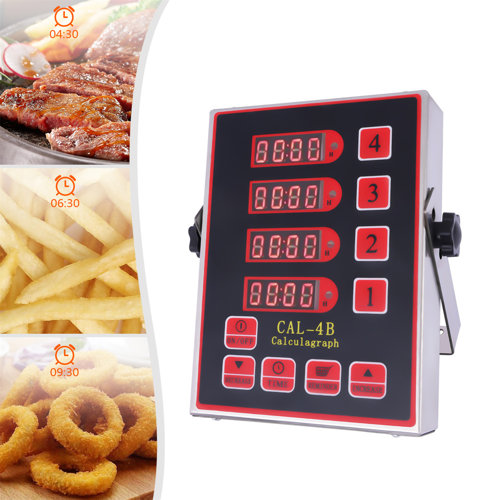 YINXIER 4 Channel Commercial Digital Kitchen Timer Blue Loud Cooking ...