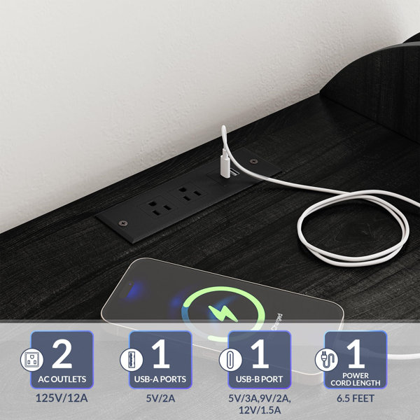 Bay Isle Home™ Record Player Stand With Power Socket For Living Room ...