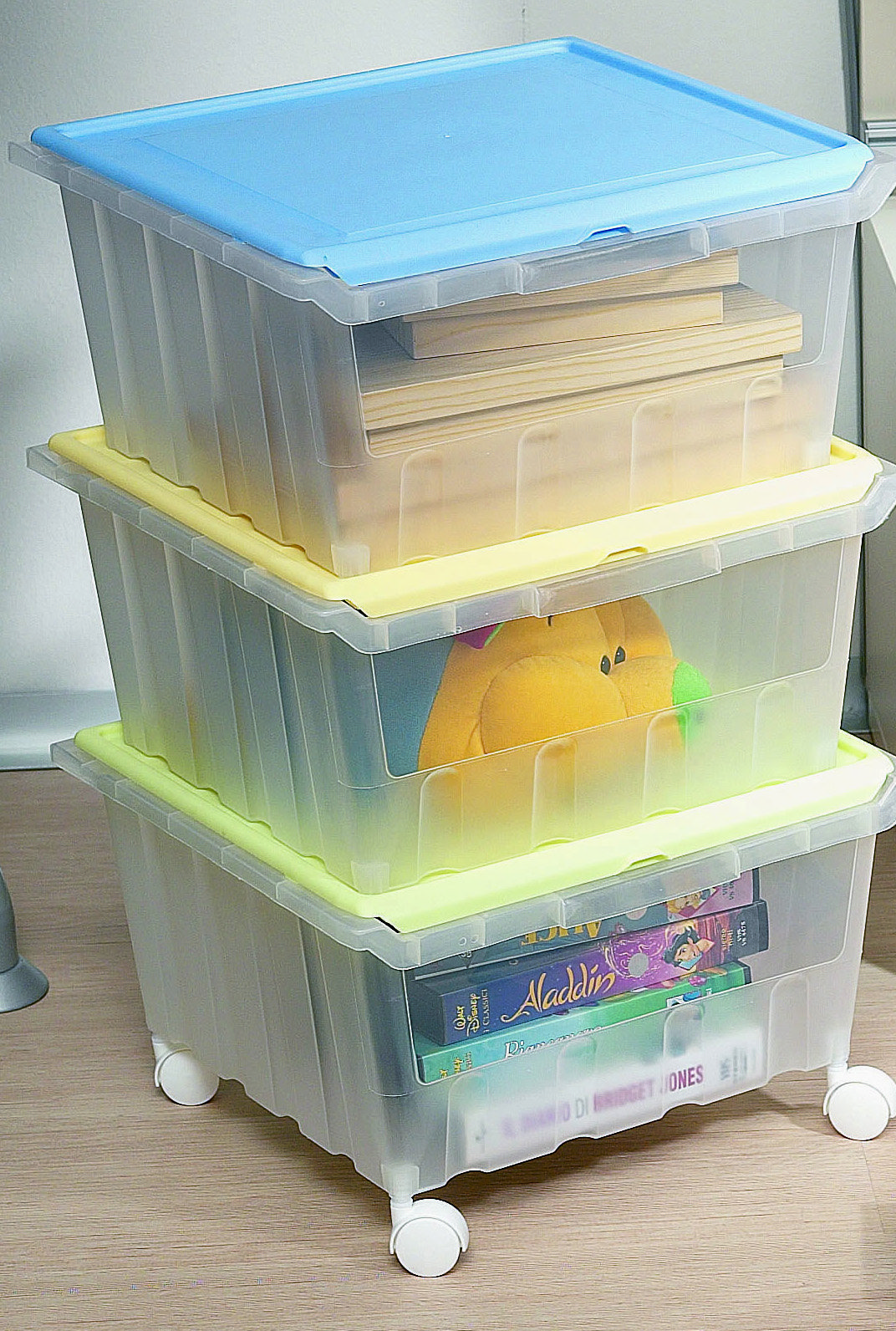 Sana Enterprises 3 Piece Mobile Stackable Storage Plastic Box Set with ...