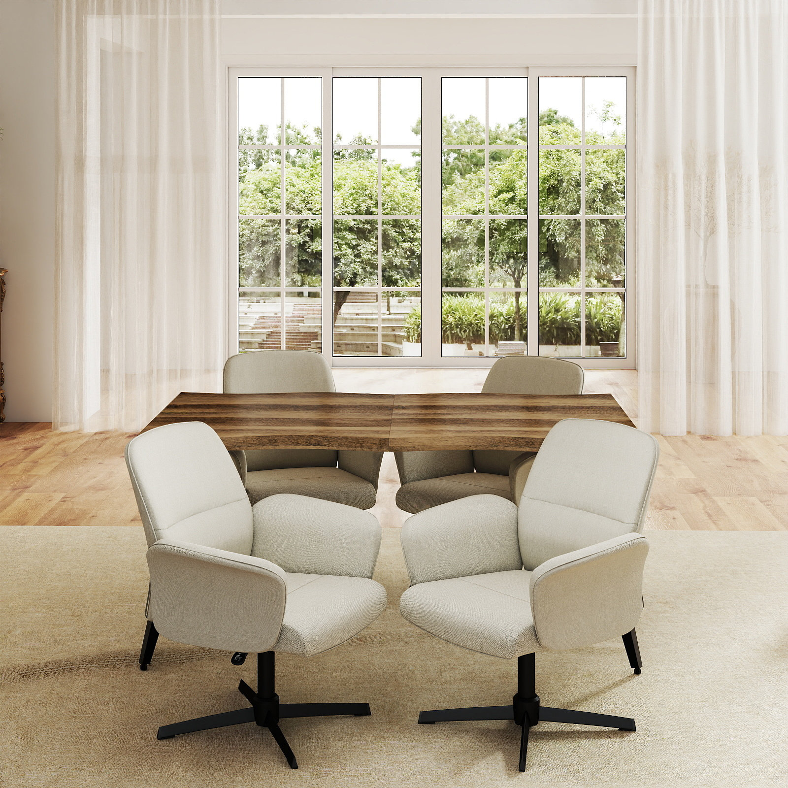 George Oliver Modern Dining Table and Chair 5-Set with Swivel Armchairs ...