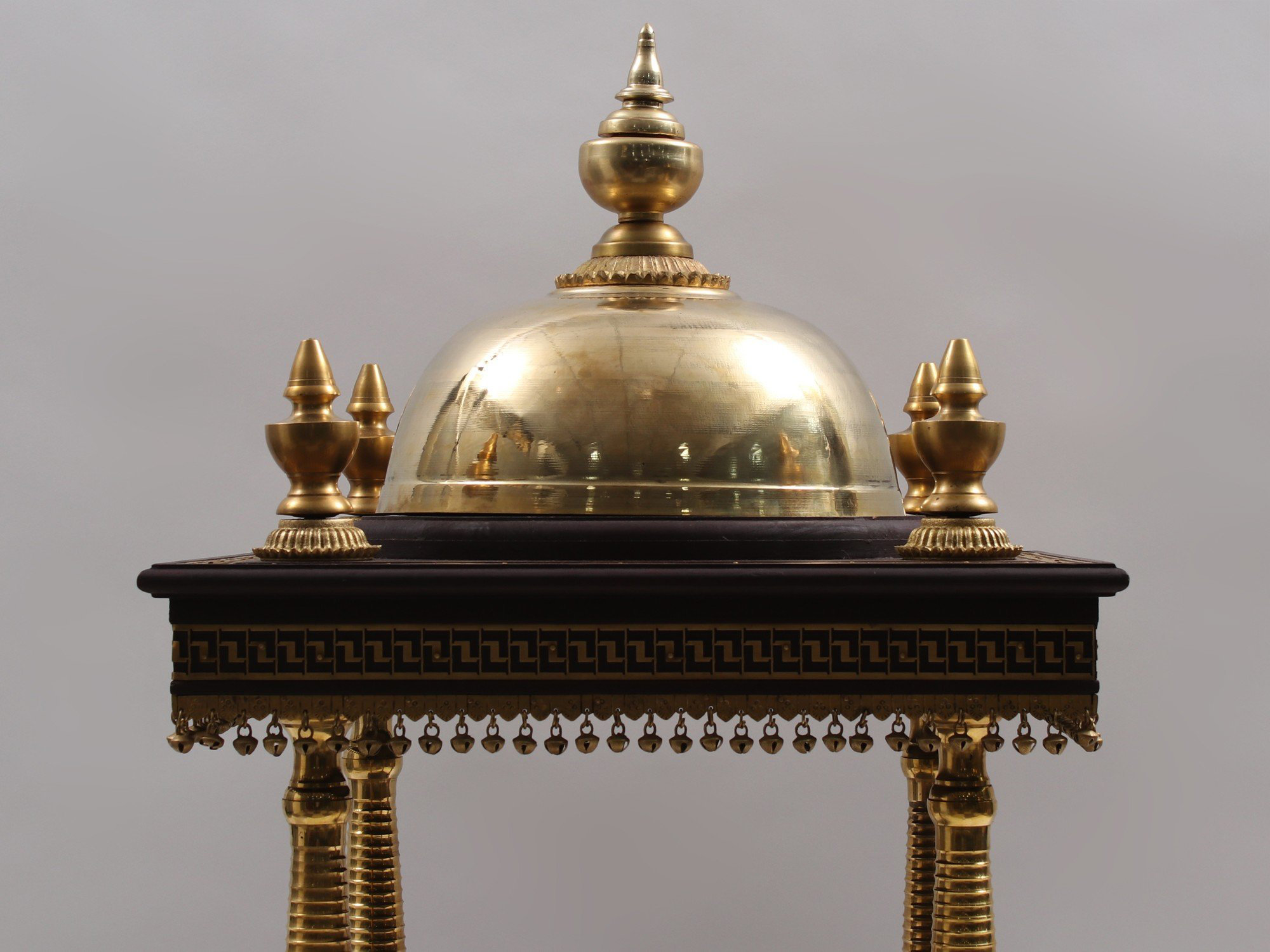Exotic India 44" Large Wood and Brass Designer Temple with Drawer | Wayfair