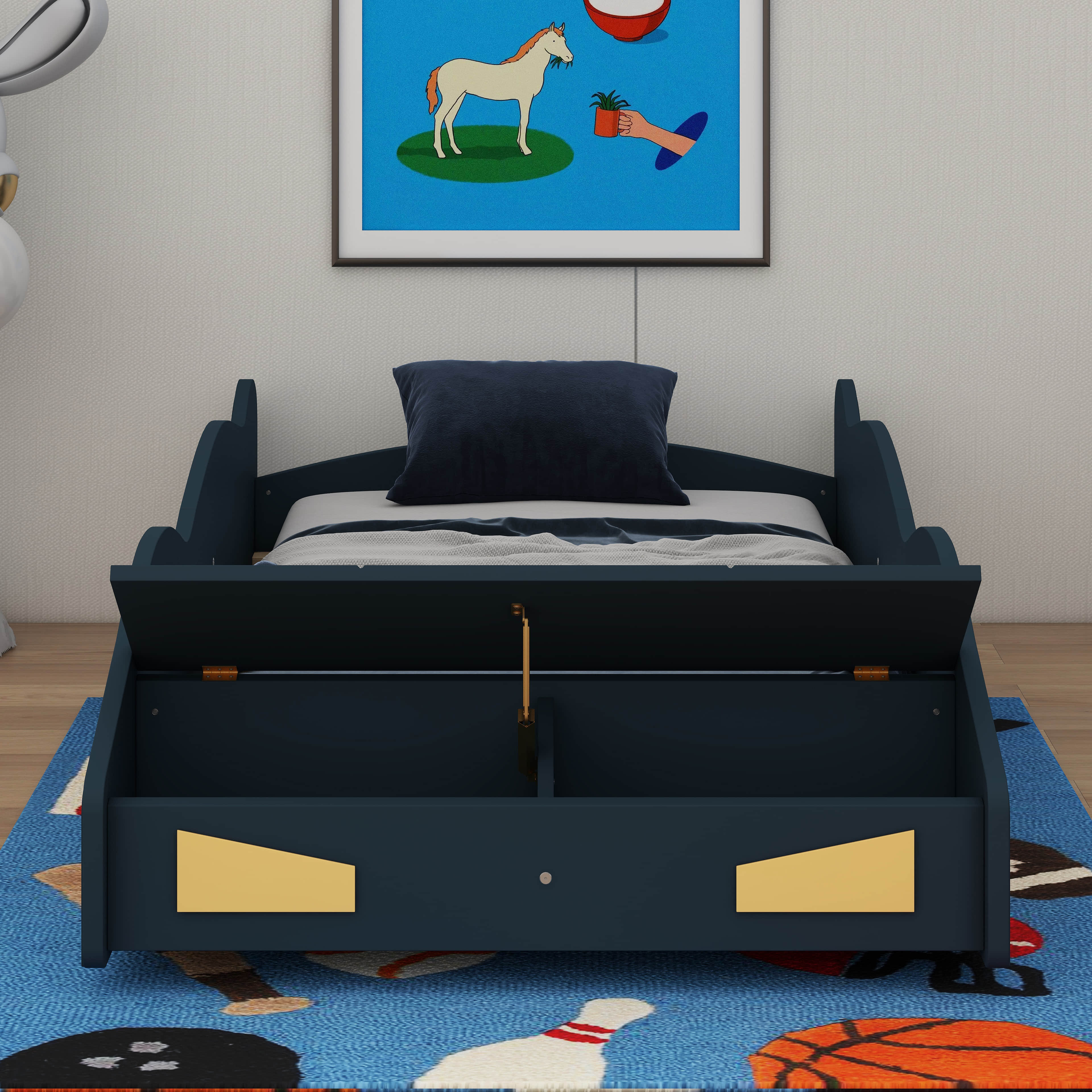 Ivy Bronx Full Size Race Car-Shaped Platform Bed With Storage And ...
