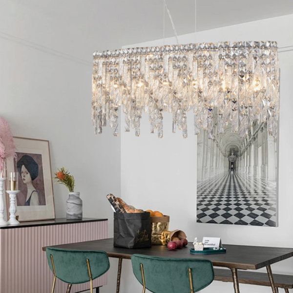 Mercer41 Silver Elegant Oval Crystal Chandelier, Modern Ceiling Light ...