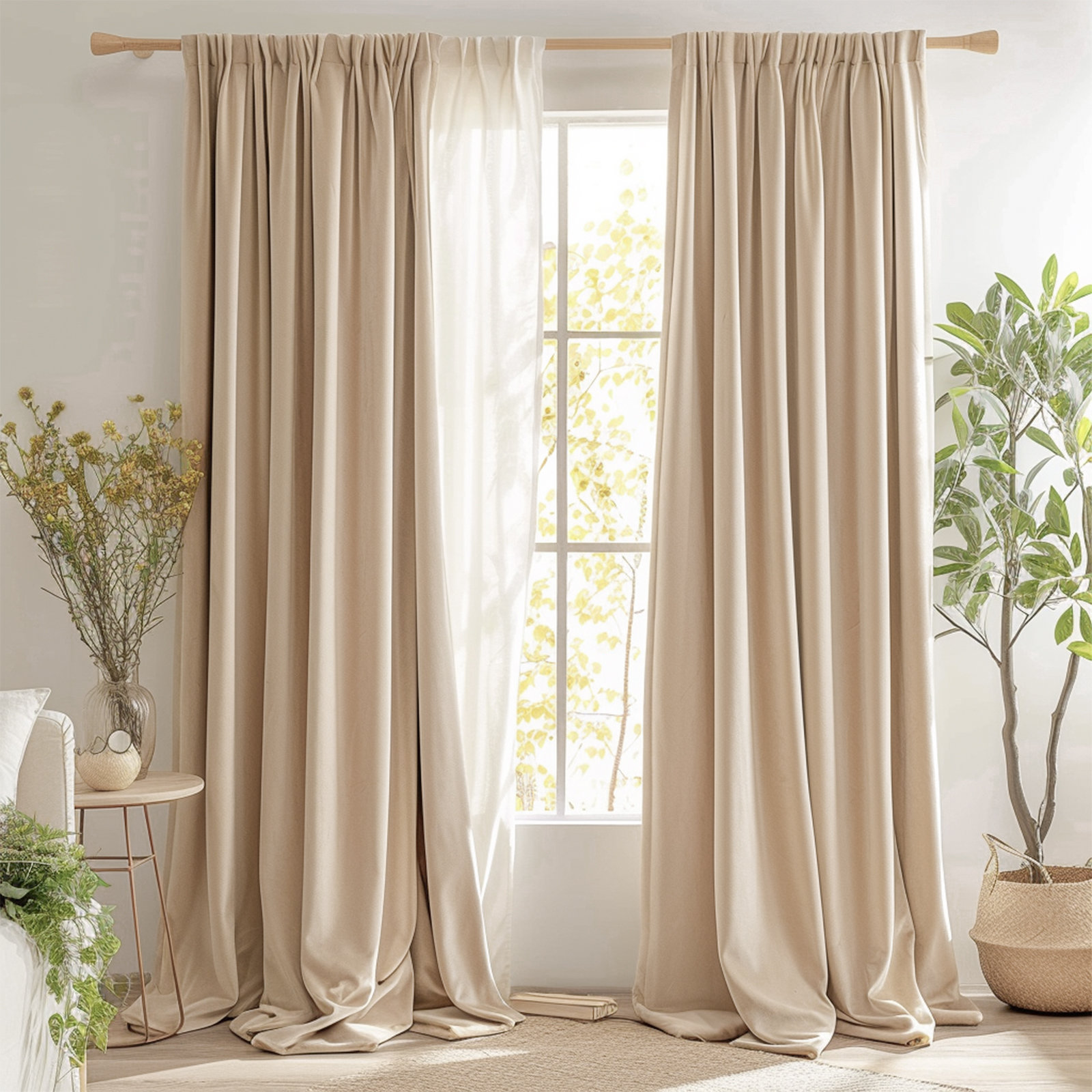 Ebern Designs Solid Color Velvet Curtain for Living Room & Reviews ...
