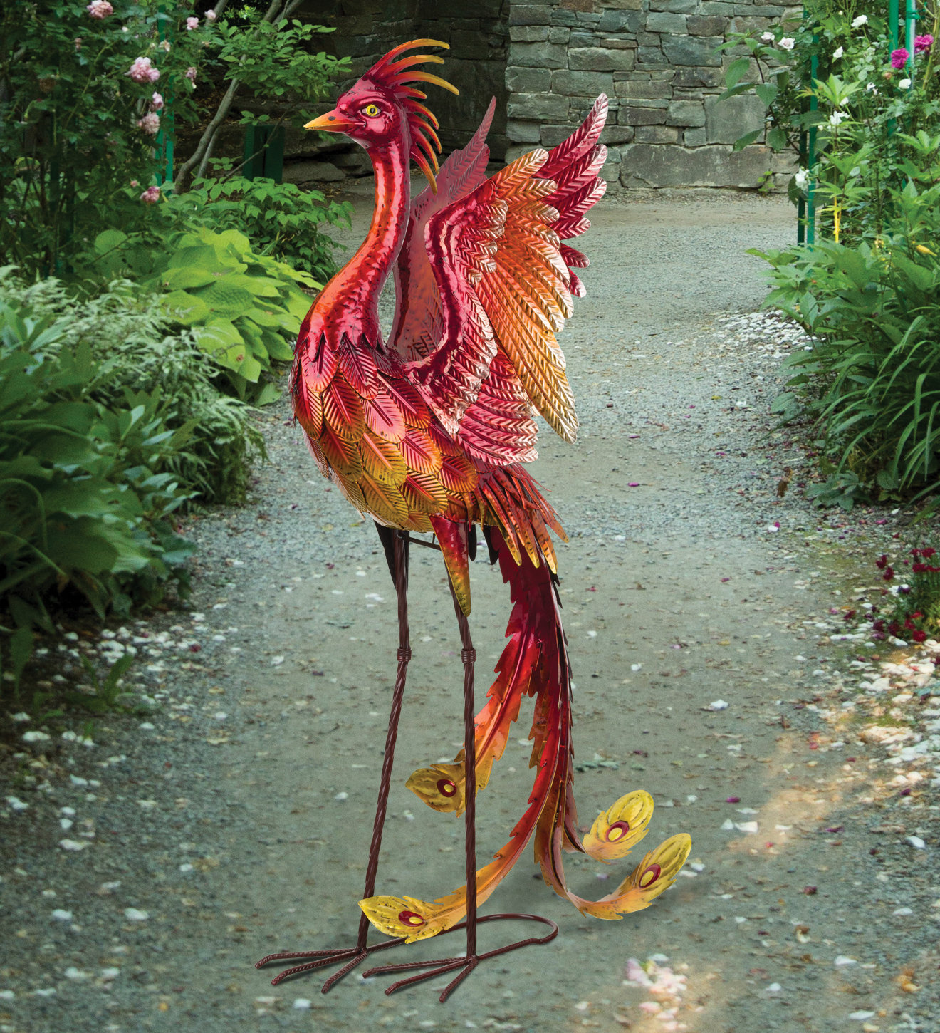 Trinx 36 Inch Phoenix Decor Metal Garden Statues Standard - Up ...
