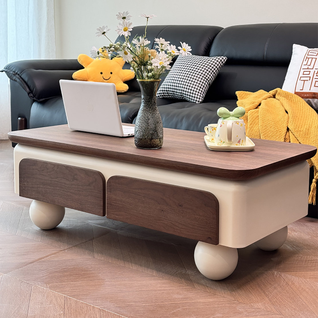 AWORET Cream style creative end table | Wayfair