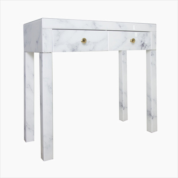 Mercer41 Tempered Glass Marble Texture Dressing Table | Wayfair
