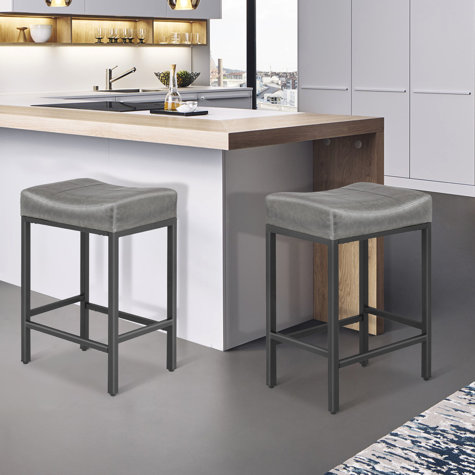 Latitude Run® Lakesa Backless Bar Stools Counter Stools with Footrest ...