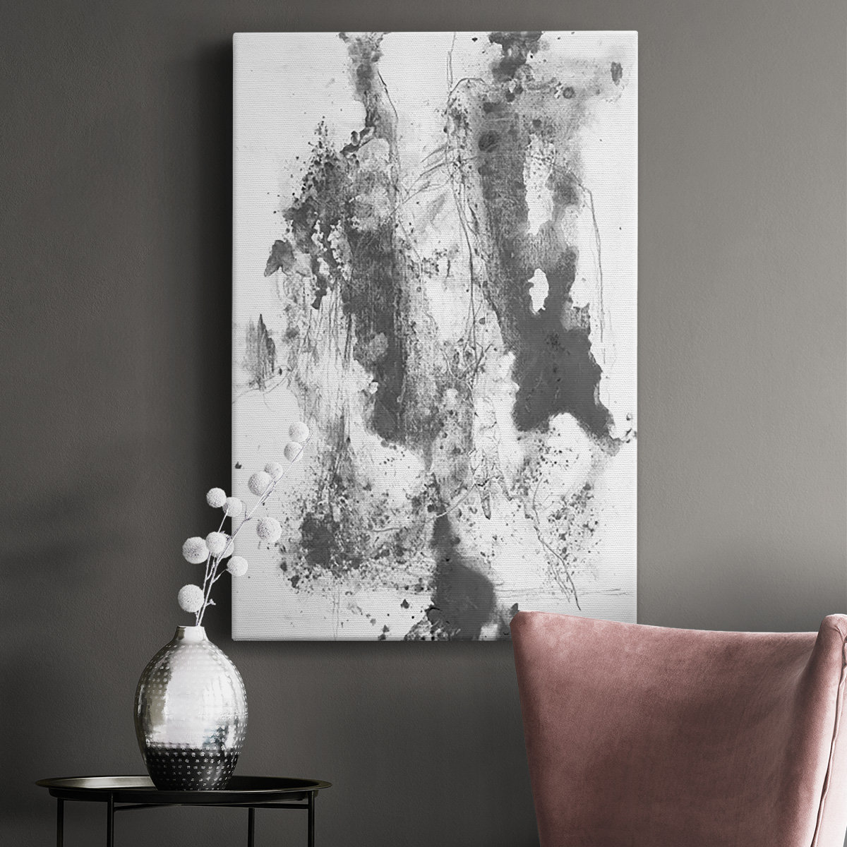 17 Stories Graphite Abstract III Premium Gallery Wrapped Canvas - Ready ...
