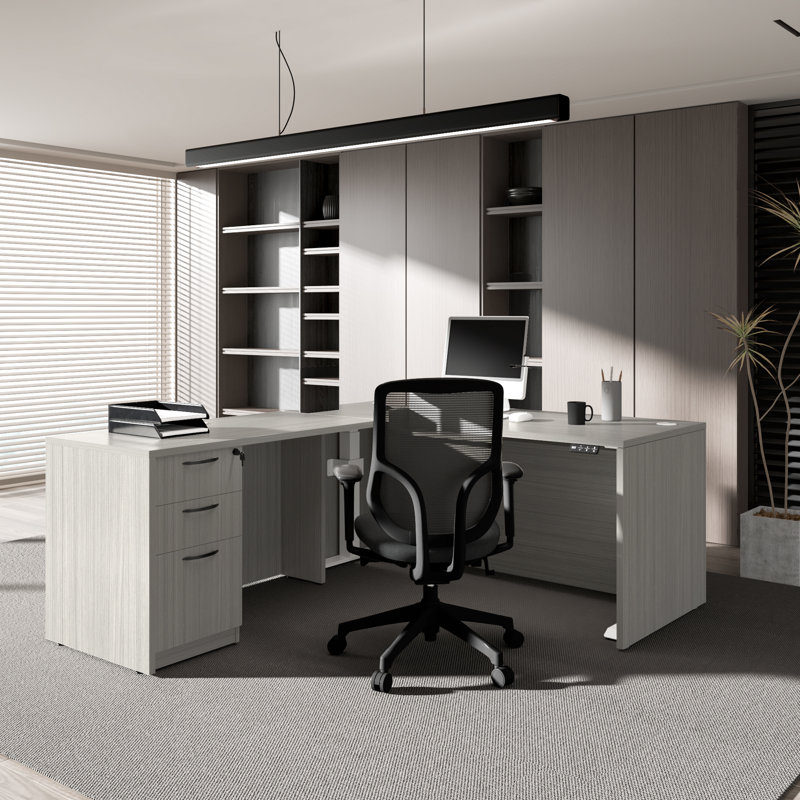 Inbox Zero Height Adjustable L-Shaped Standing Desk | Wayfair