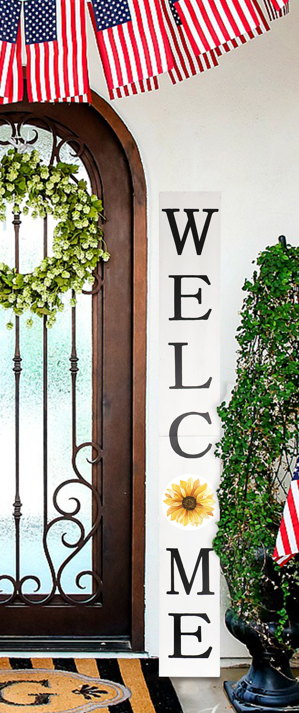 August Grove® 72in Welcome Porch Sign with Sunflower Fun Door Sign ...