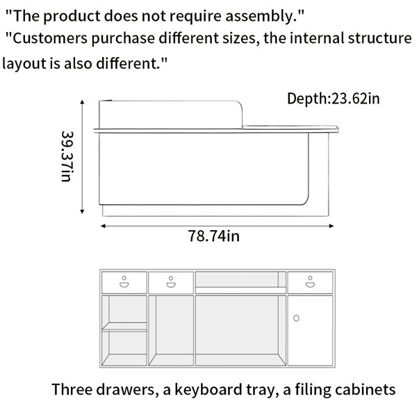 Artistic Soul XKX Premium Furniture Rectangular Modern Front Desk ...