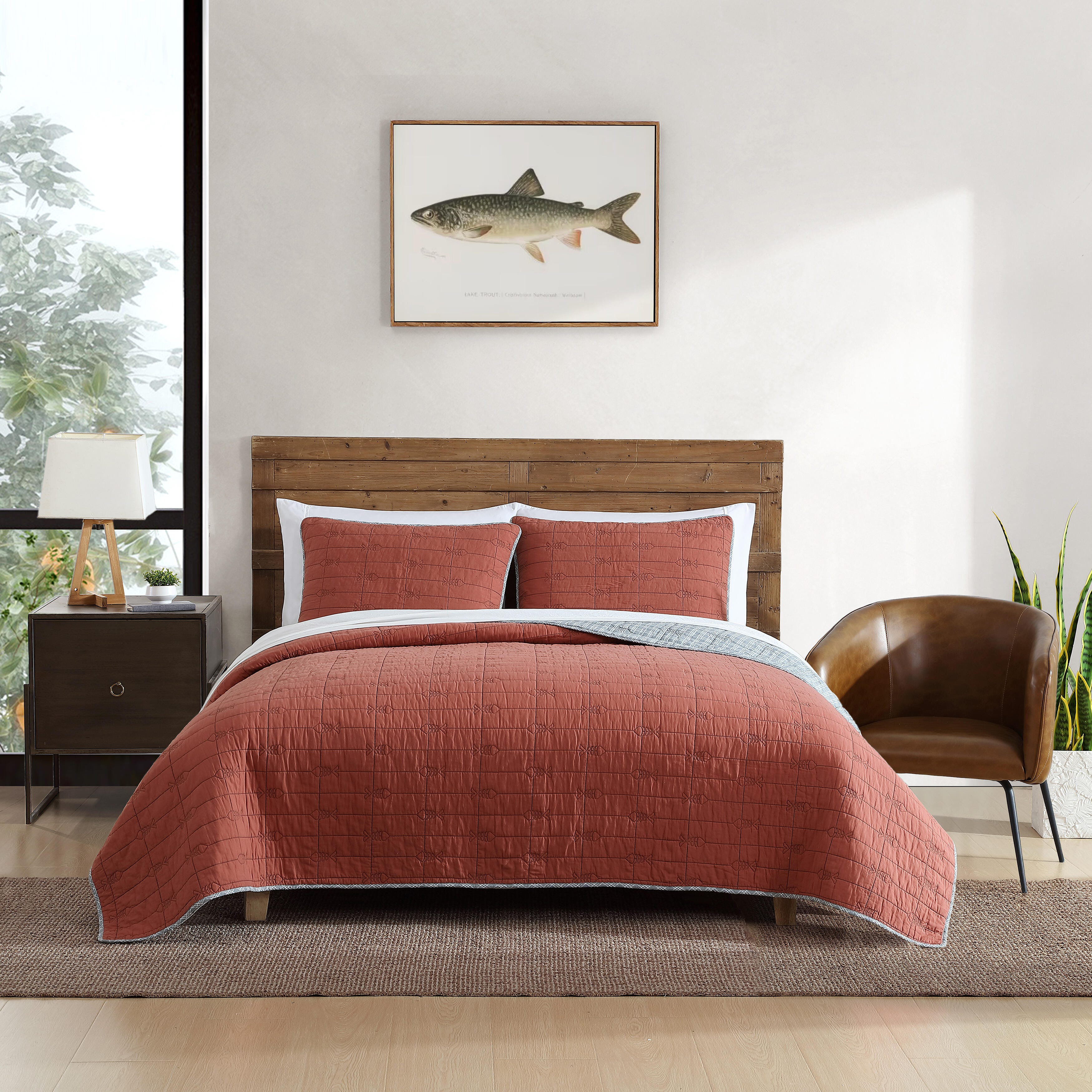 Eddie Bauer Ensemble de courtepointe réversible en coton Eddie Bauer ...