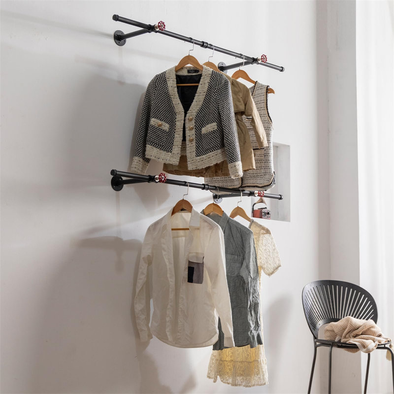 Rebrilliant Nikira Metal Wall Mounted Clothes Rack | Wayfair