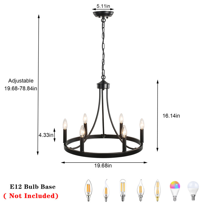 Gracie Oaks Semiko 6 - Light Wagon Wheel Chandelier & Reviews | Wayfair