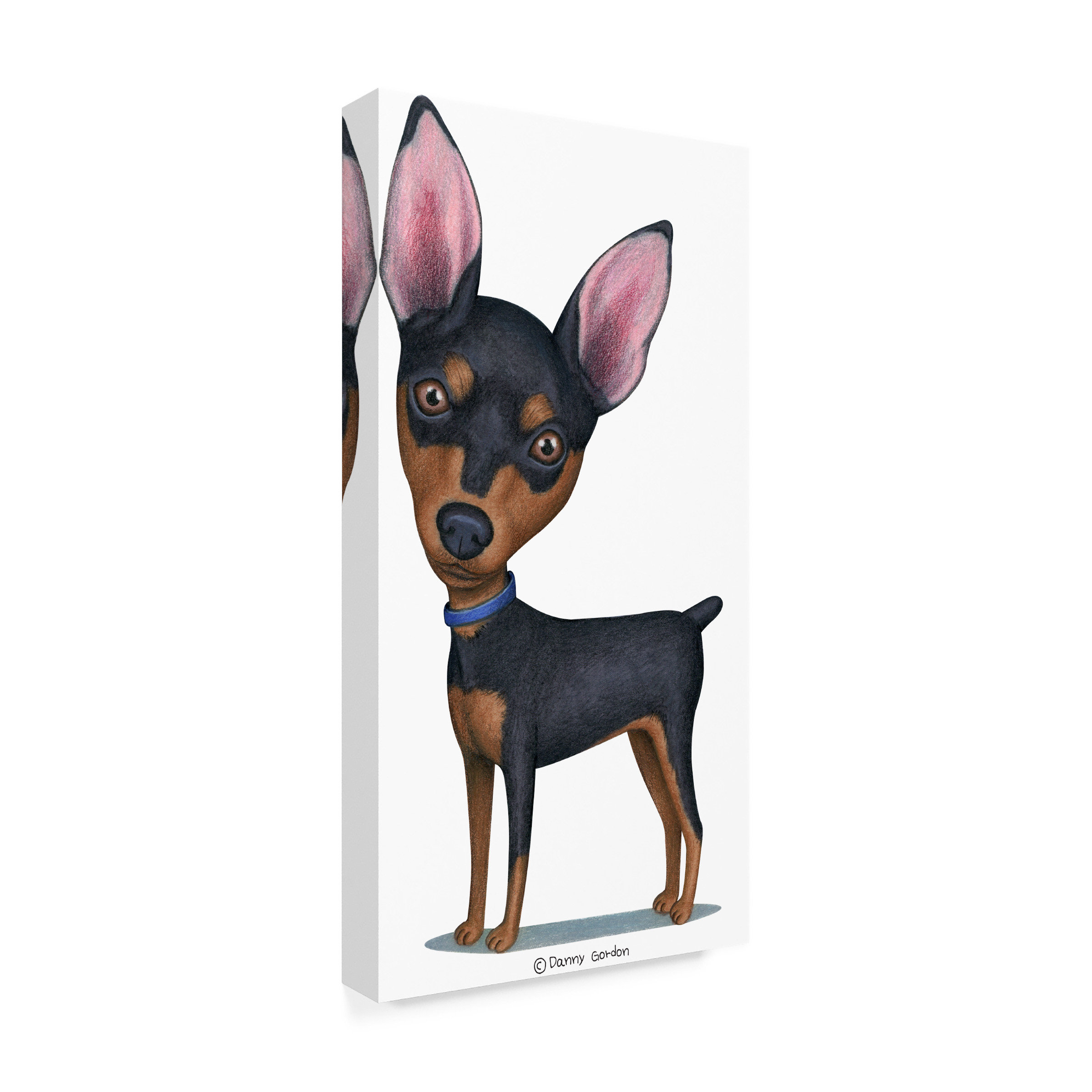 Trinx Danny Gordon Art 'Miniature Pinscher Blue Collar' Canvas Art ...