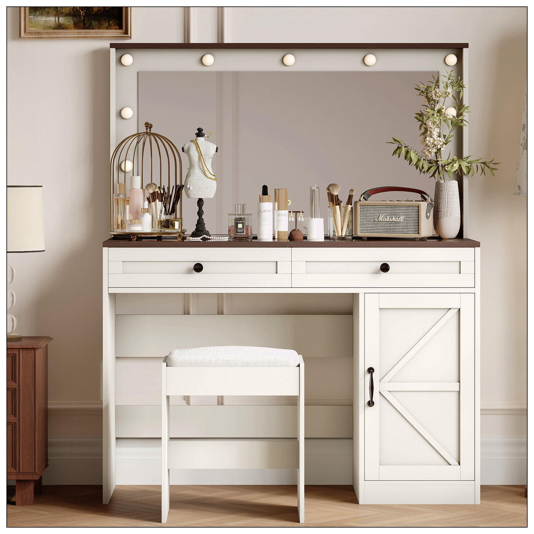 Gracie Oaks 43.4"Makeup Vanity Table | Wayfair