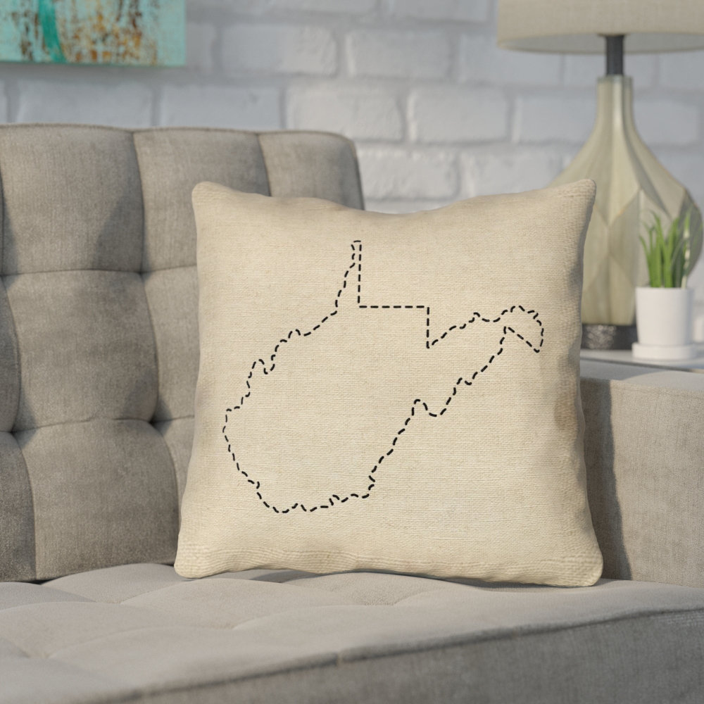 ArtVerse Katelyn Smith West Virginia Dash Outline Outdoor Throw Pillow ...