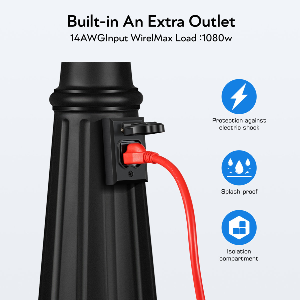 Alcott Hill® 3-Head Outdoor Lamp Post Light with Outlet, Black Dusk to ...