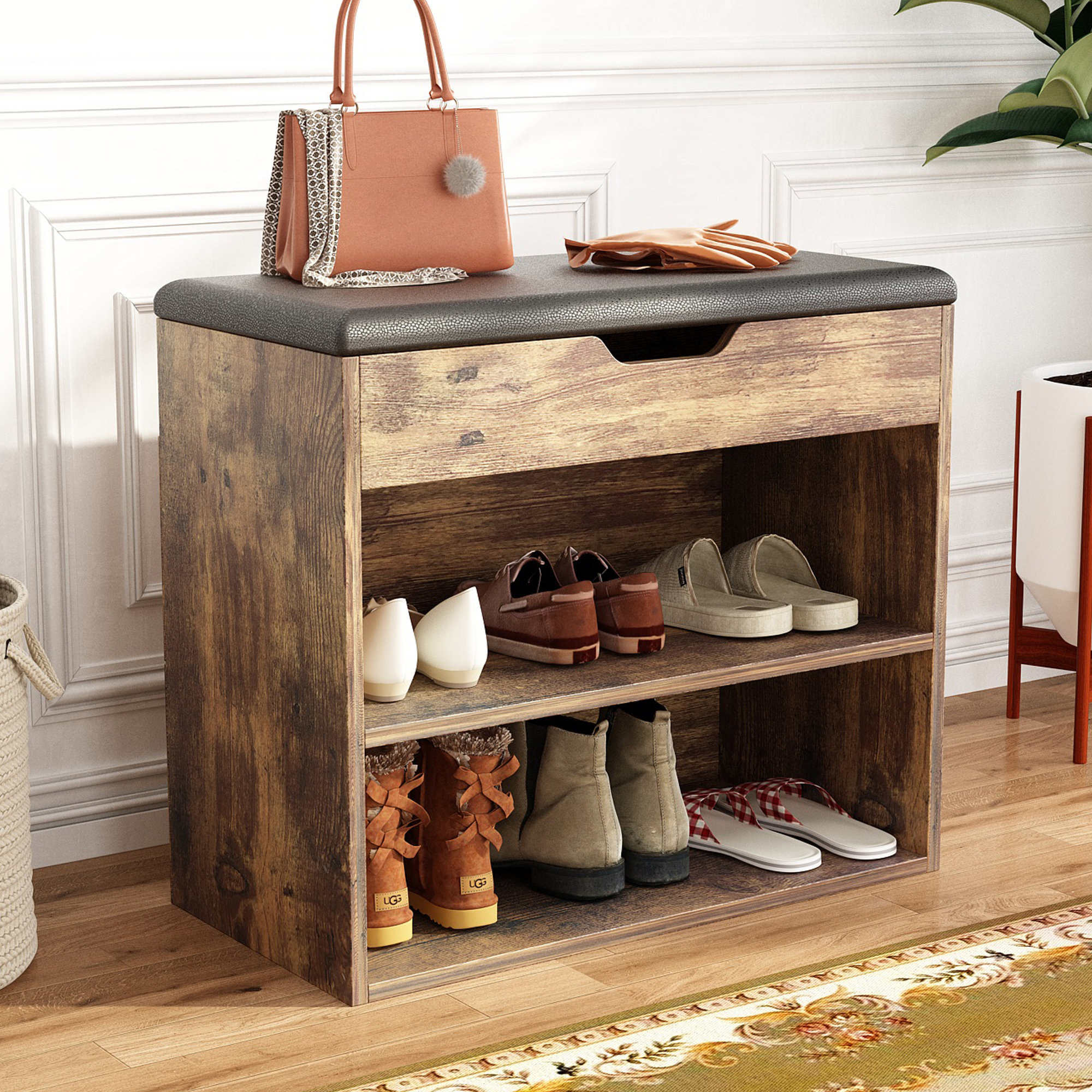 Union Rustic 6 Pair Shoe Storage Bench & Reviews | Wayfair