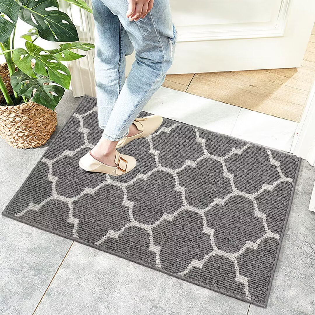 Winston Porter Torria Damask Indoor Door Mat Non-Slip Absorbent Resist ...
