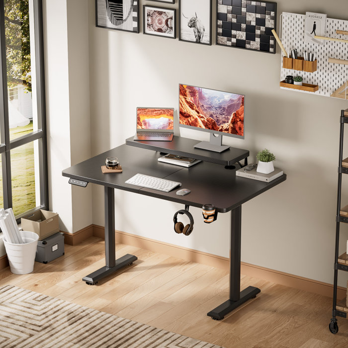 Inbox Zero Kreutzer Height Adjustable Standing Gaming Desk & Reviews ...