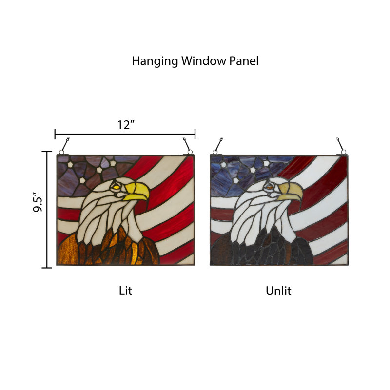 Millwood Pines 12"L Americana Eagle Stained Glass Window Panel ...