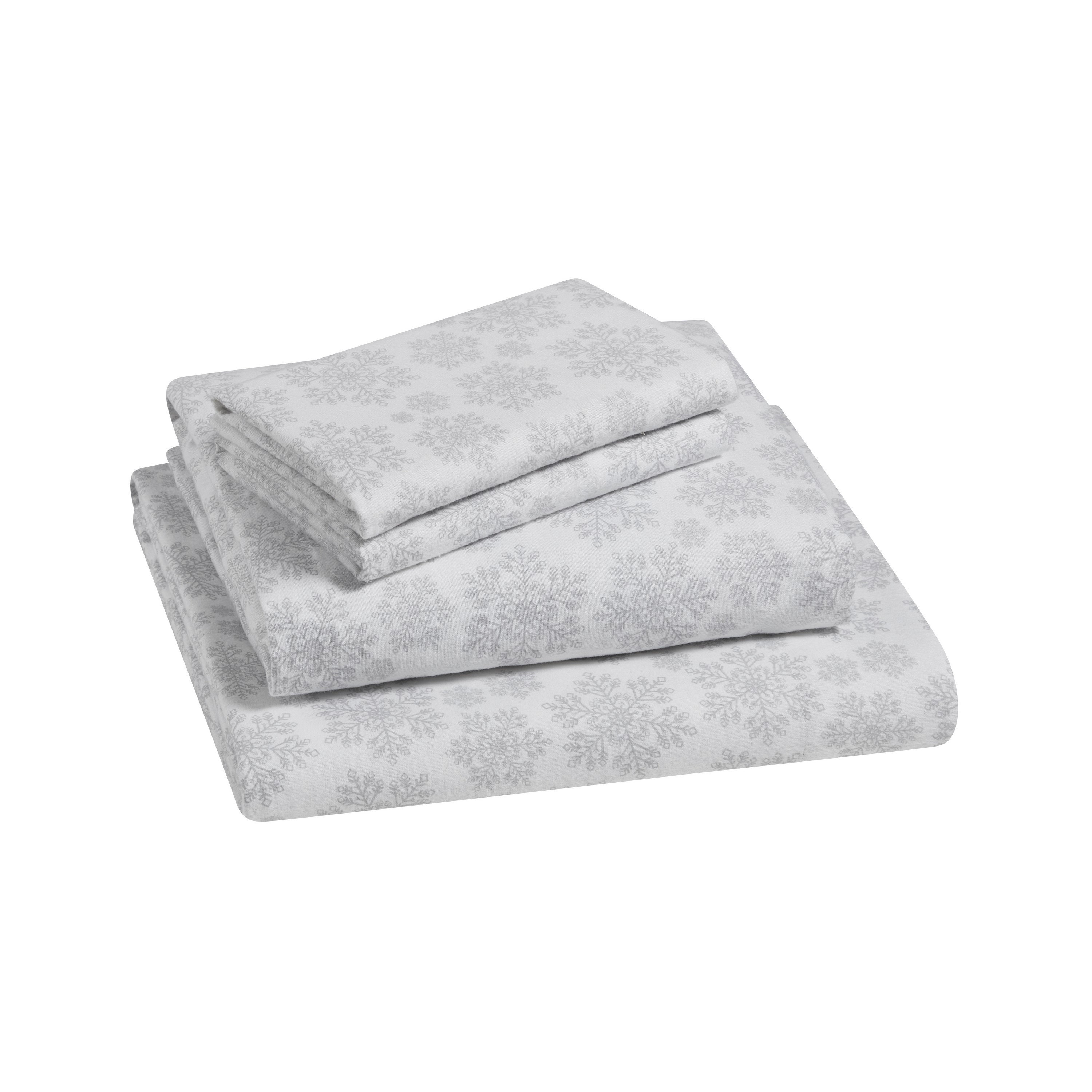 Tahari Snowflake 4-Piece Triple Brushed Cotton Flannel Bed Sheet Set ...