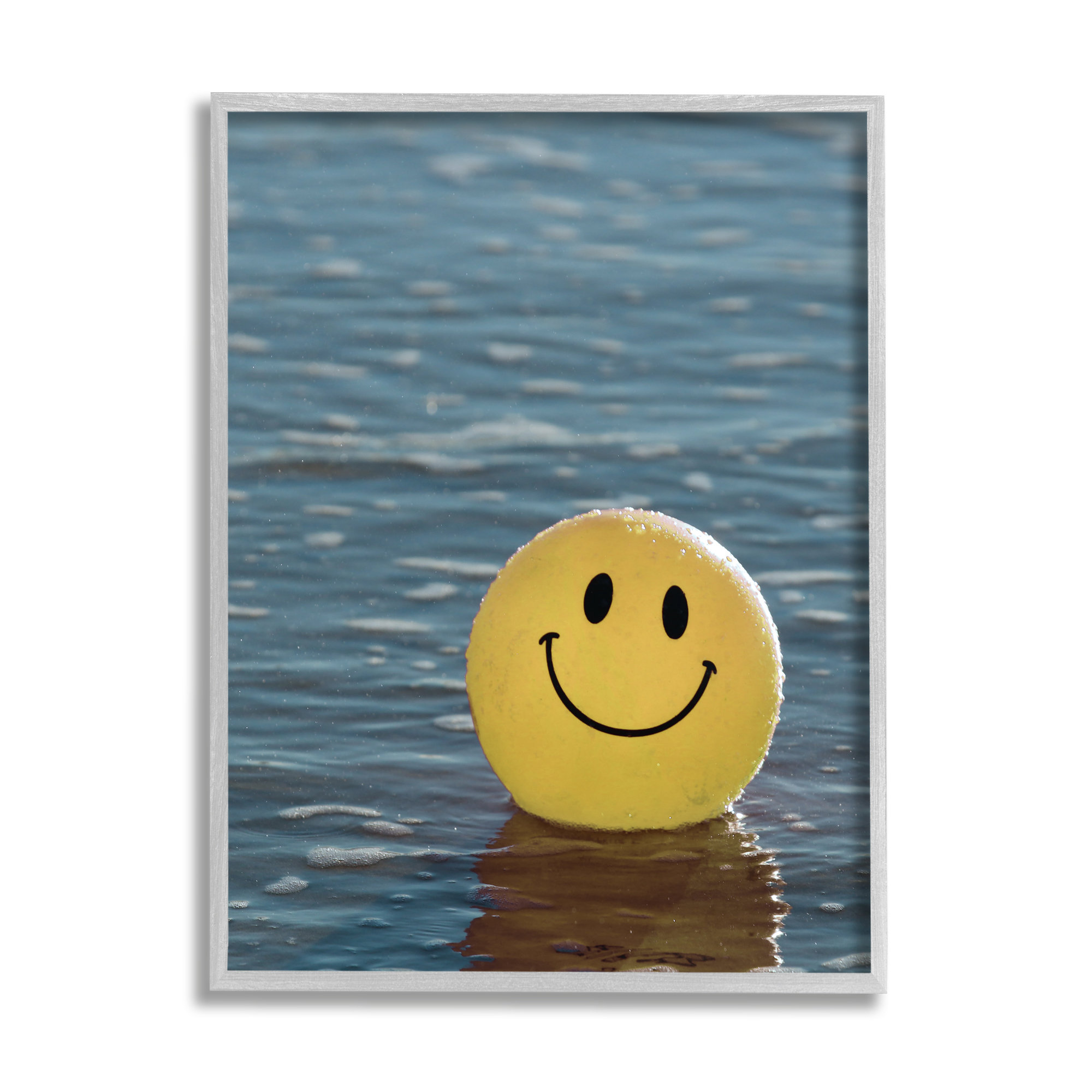 Stupell Industries Ba-074-Framed Smiley Beach Ball On Canvas by Lil ...