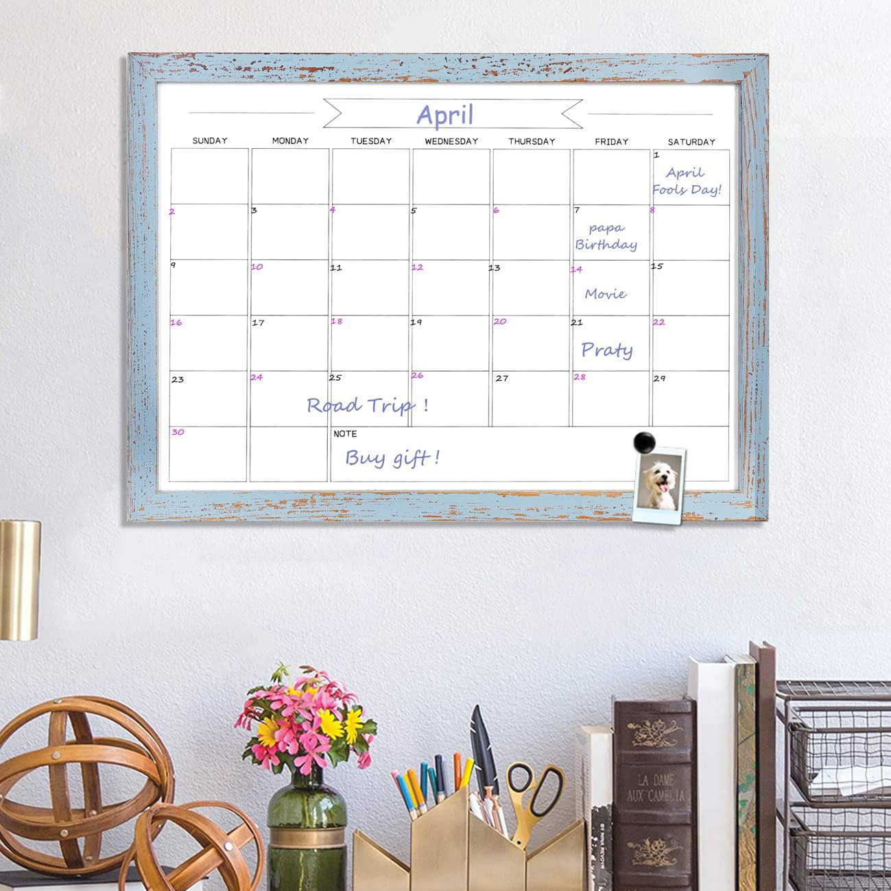 Inbox Zero Erase Monthly Calendar Board, Magnetic Whiteboard For Wall ...