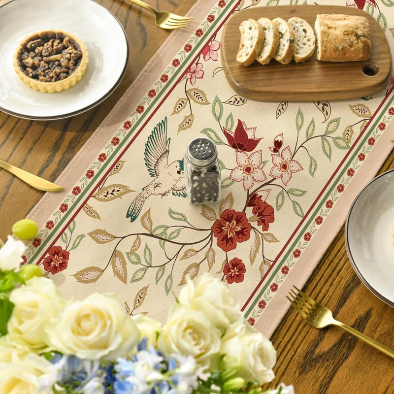 Lark Manor™ Birds Flowers Blossom Table Runner | Wayfair