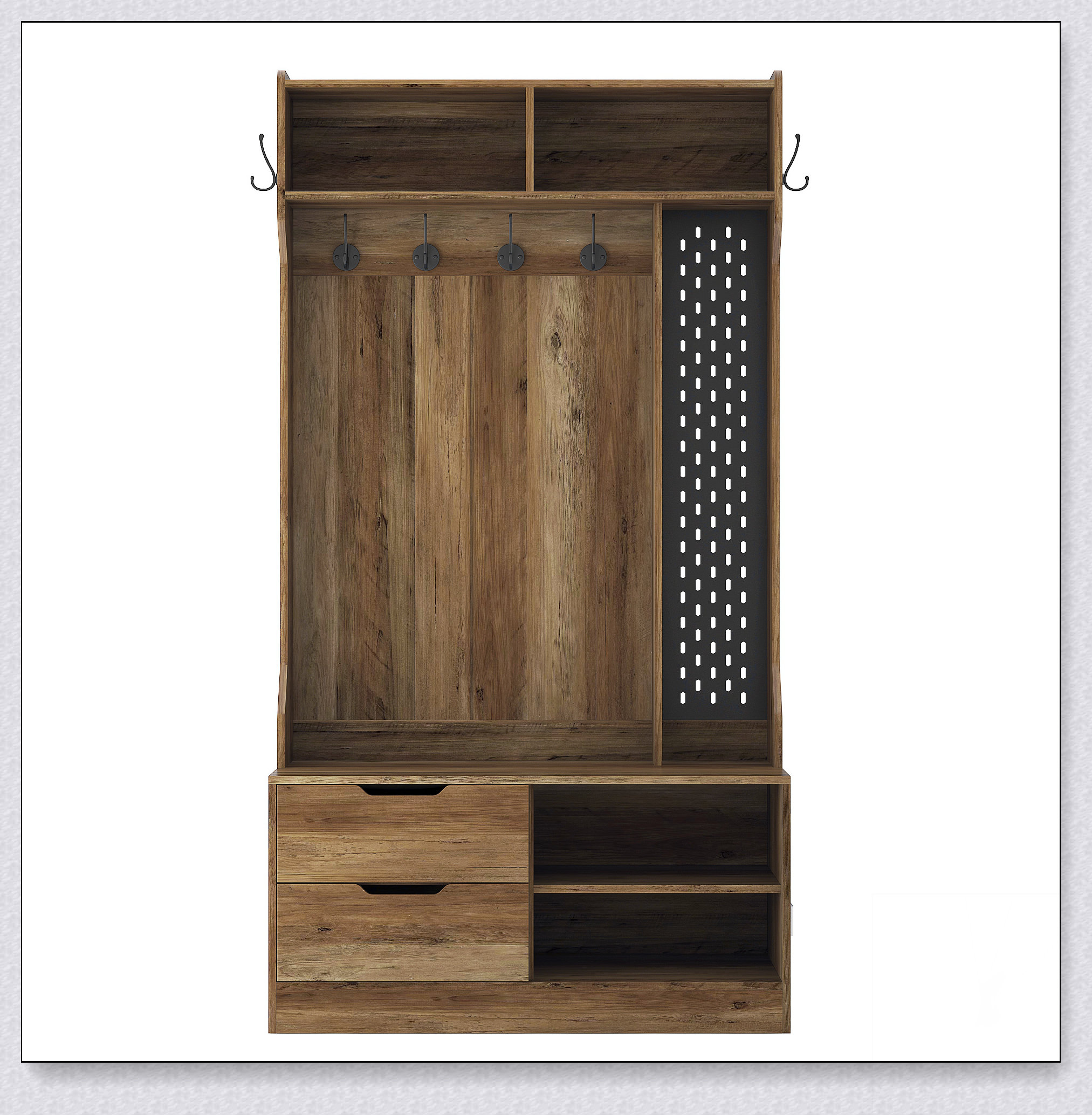 Millwood Pines Modern Hall Tree with 6 Hooks, Coat Hanger, Entryway ...