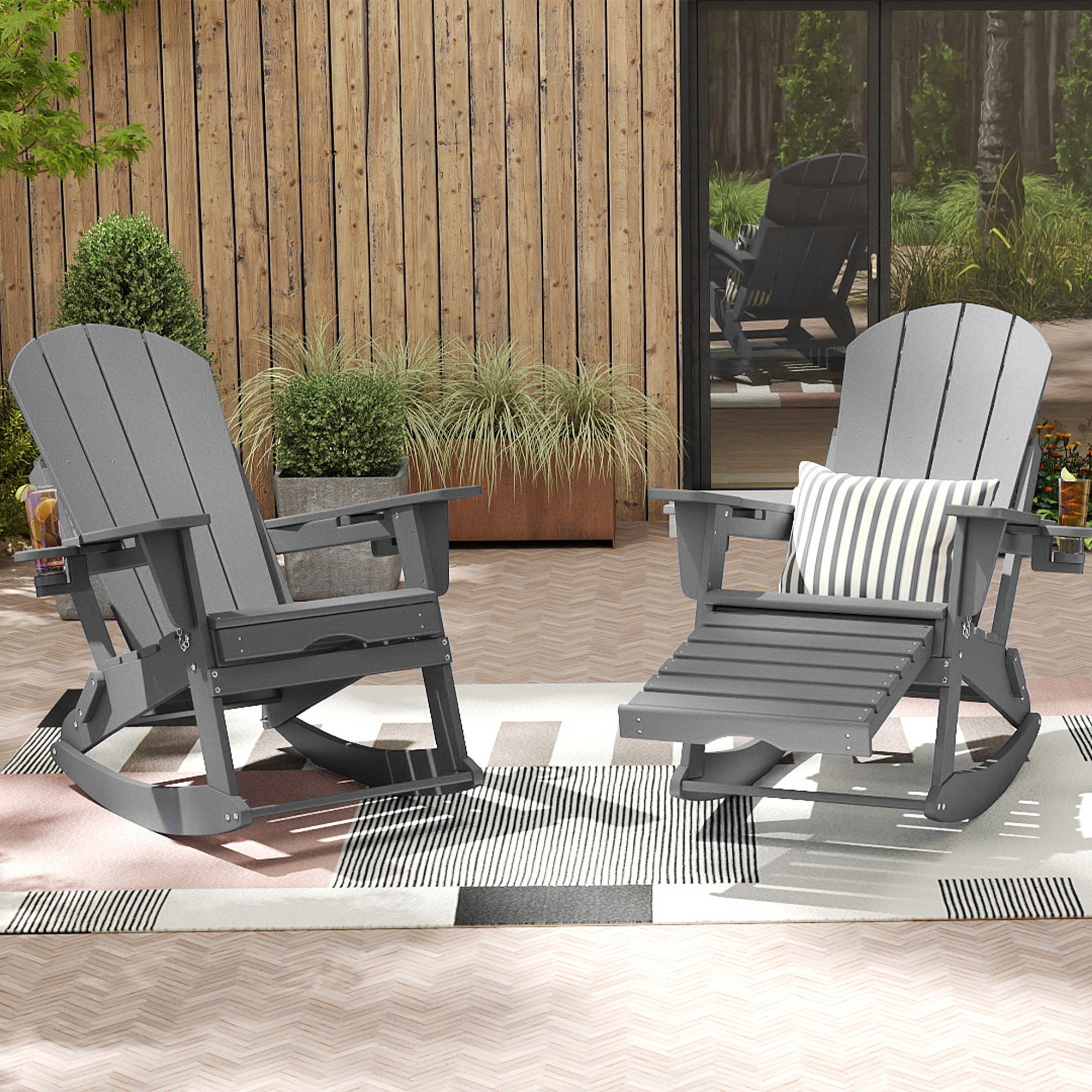 Rosecliff Heights Hdpe Adirondack Folding Rocking Chair With ...