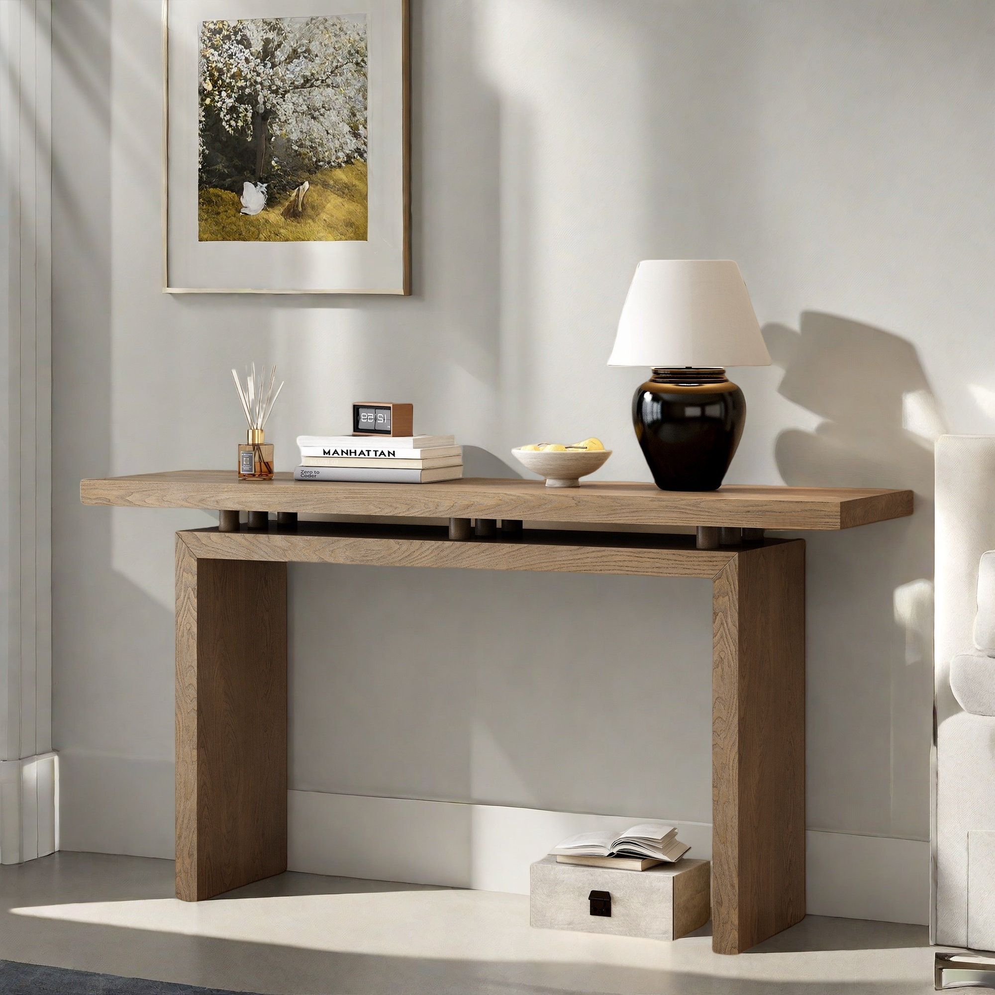 Latitude Run® Simple Console Table With Clever Tabletop Design And ...