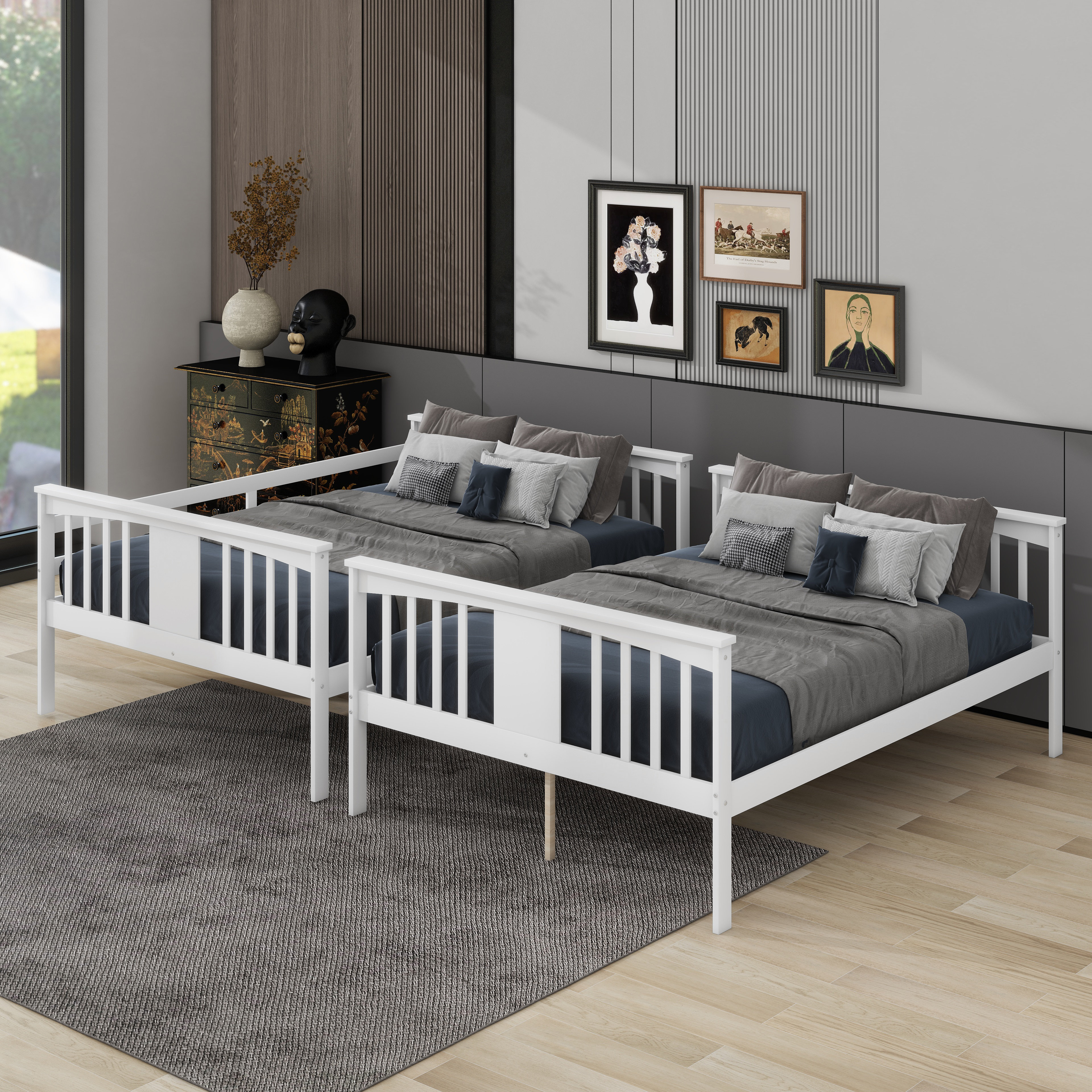 Harriet Bee Lit superposé double au dessus d'un lit double avec échelle - Wayfair Canada