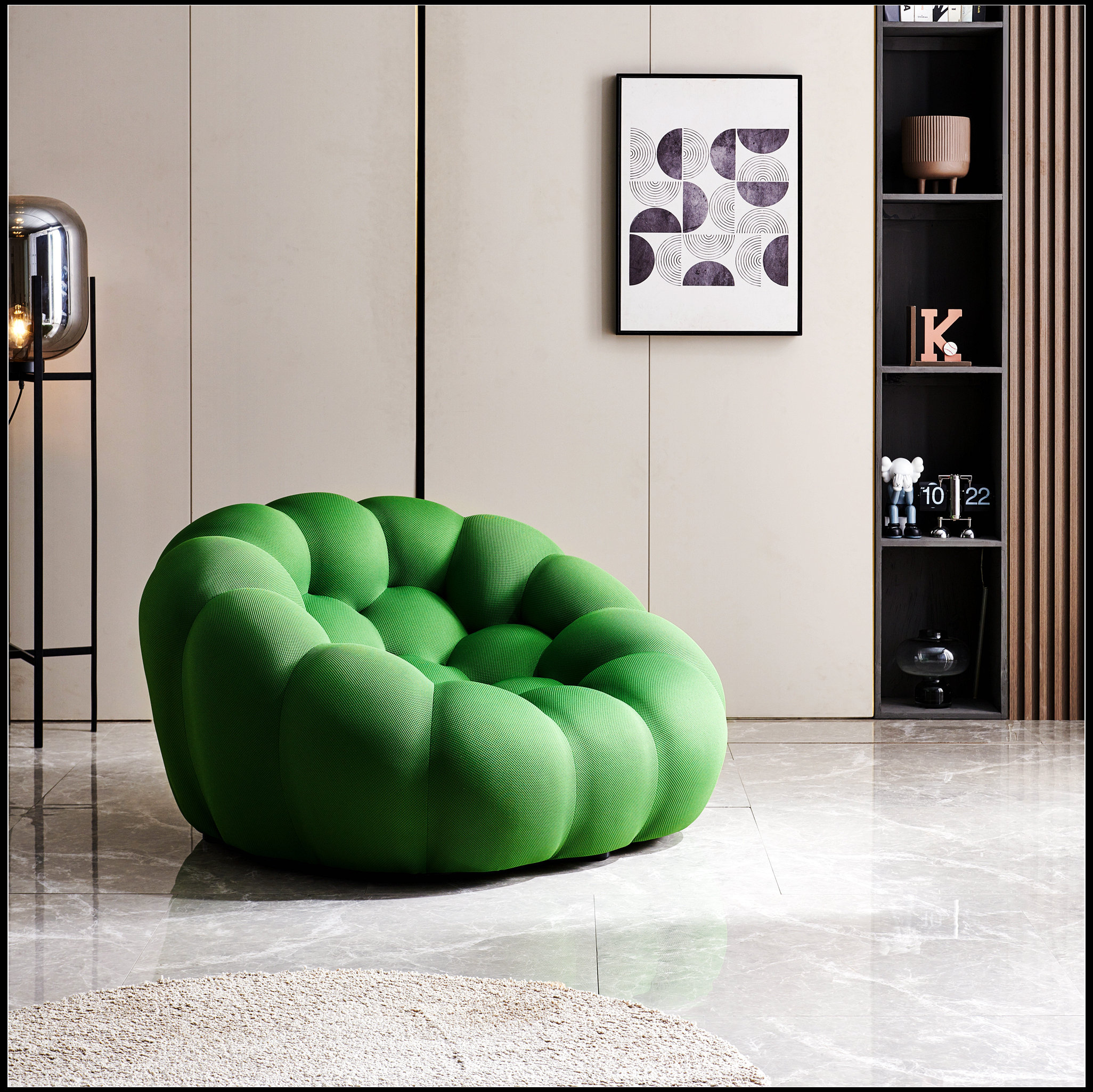 MR 47'' Lazy Floor Sofa, Curved Bubble Chair, Oversized Single Bubble ...