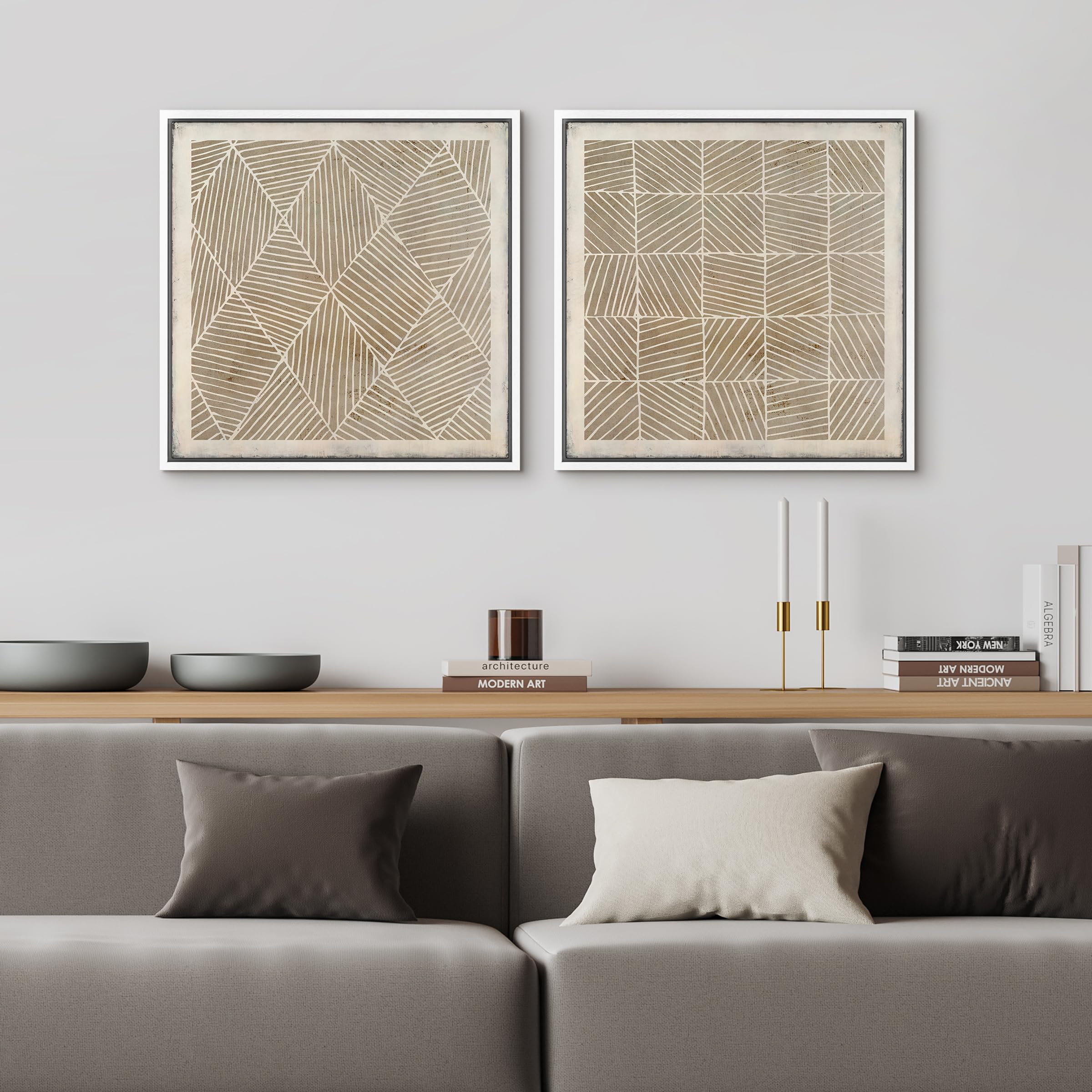wall26 " Brown Geometric Line Neutral Tone Abstract Patterns Modern Art ...