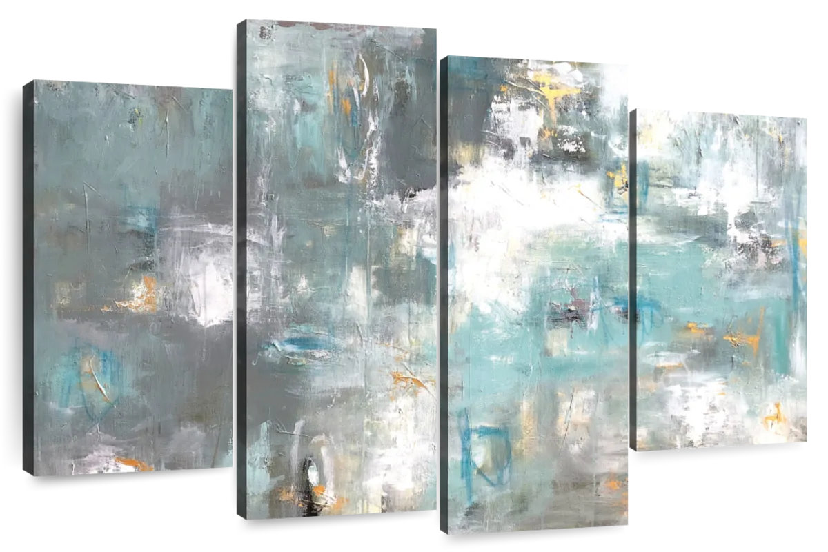 Wade Logan® Avery Grey Aqua Gold Illusion | Wayfair