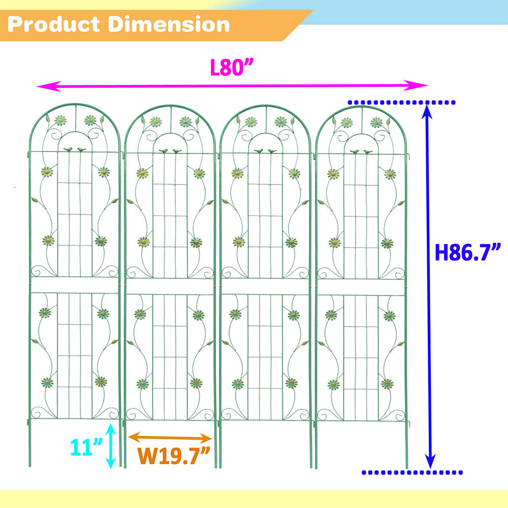 Red Barrel Studio® Jiu Green Trellis for Climbing Garden Plants, Iron ...