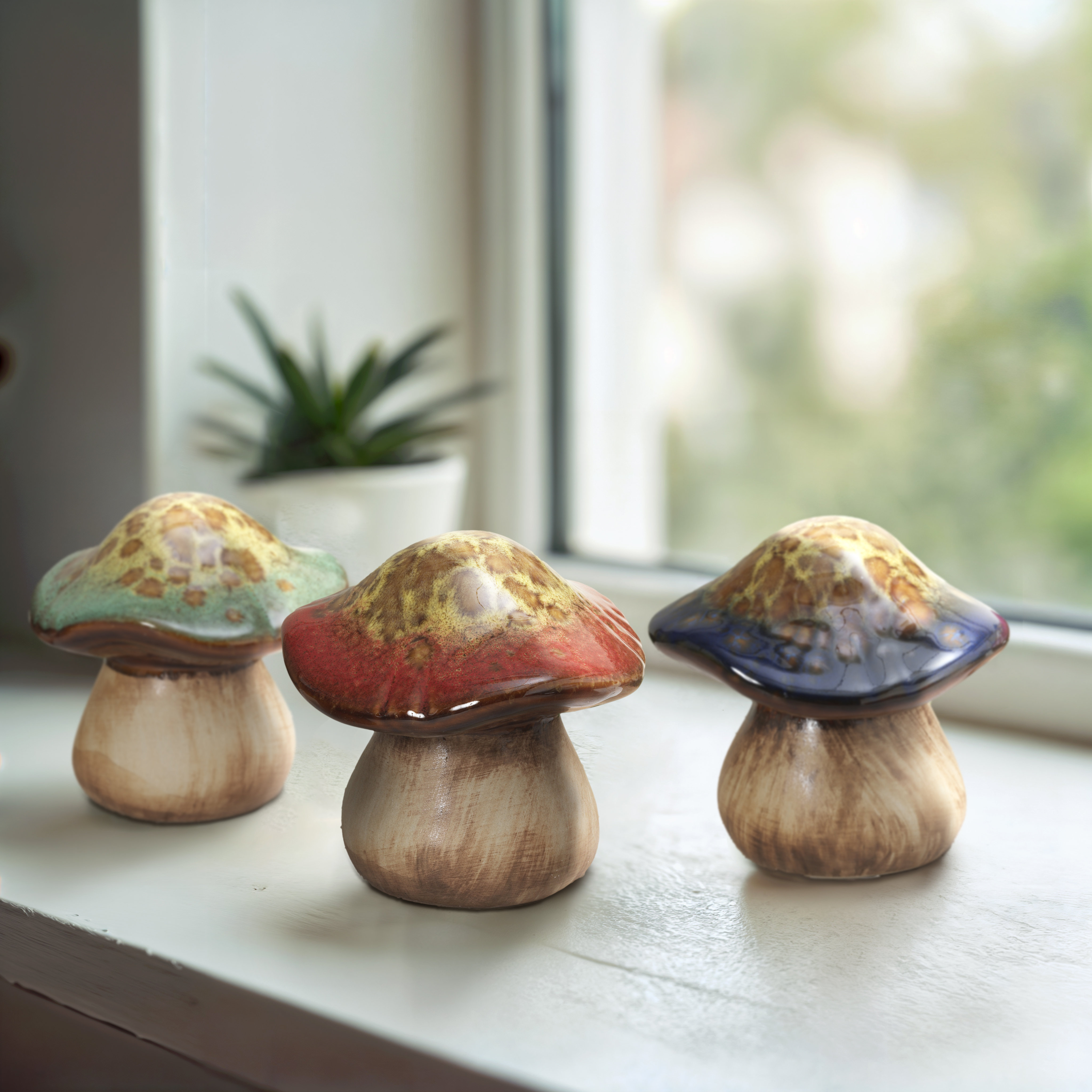 Ophelia & Co. Set Of 3 Ceramic Mushrooms At 4.33 Inch Decorative ...