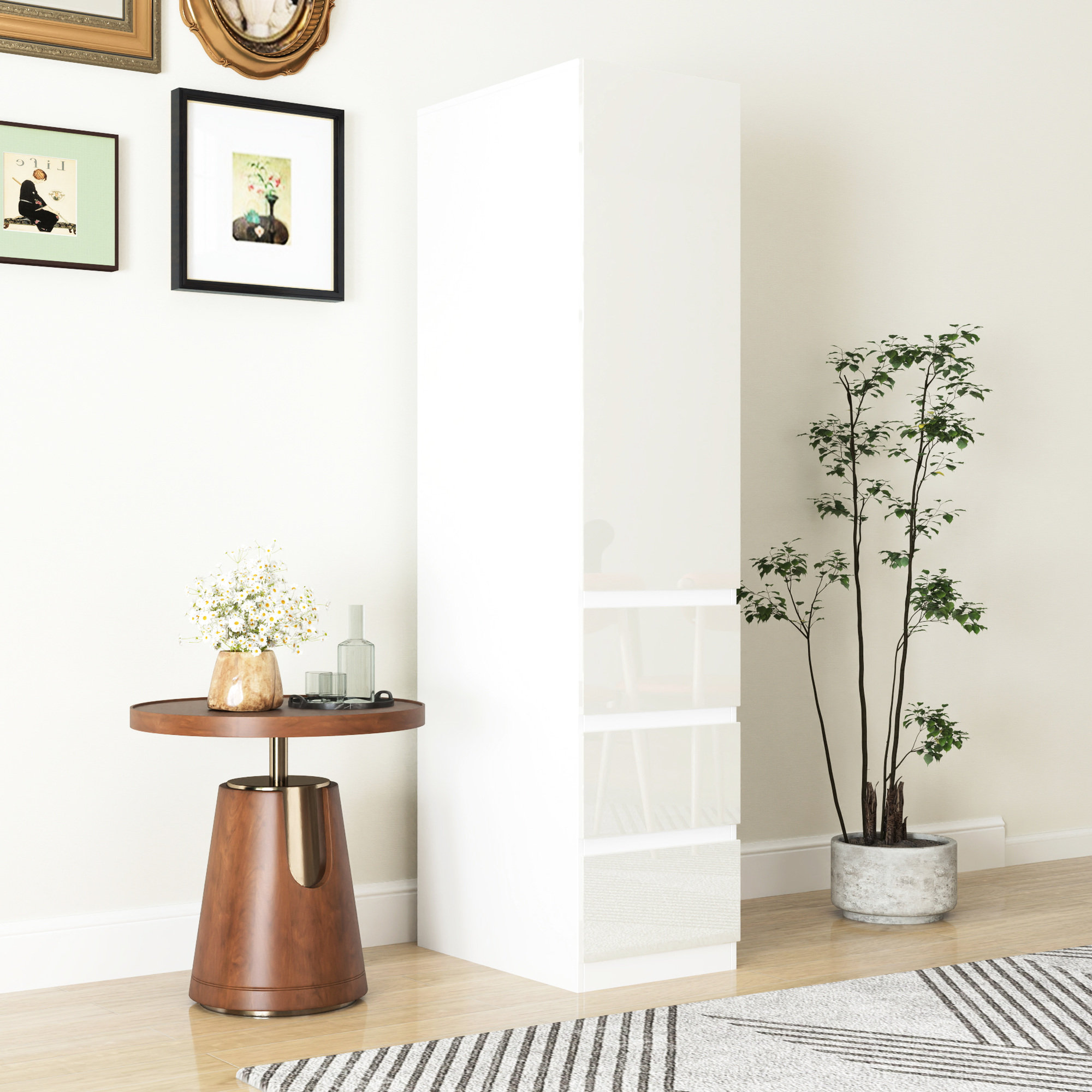Latitude Run® Elegant Pantry Cabinet In White With Extra Storage ...