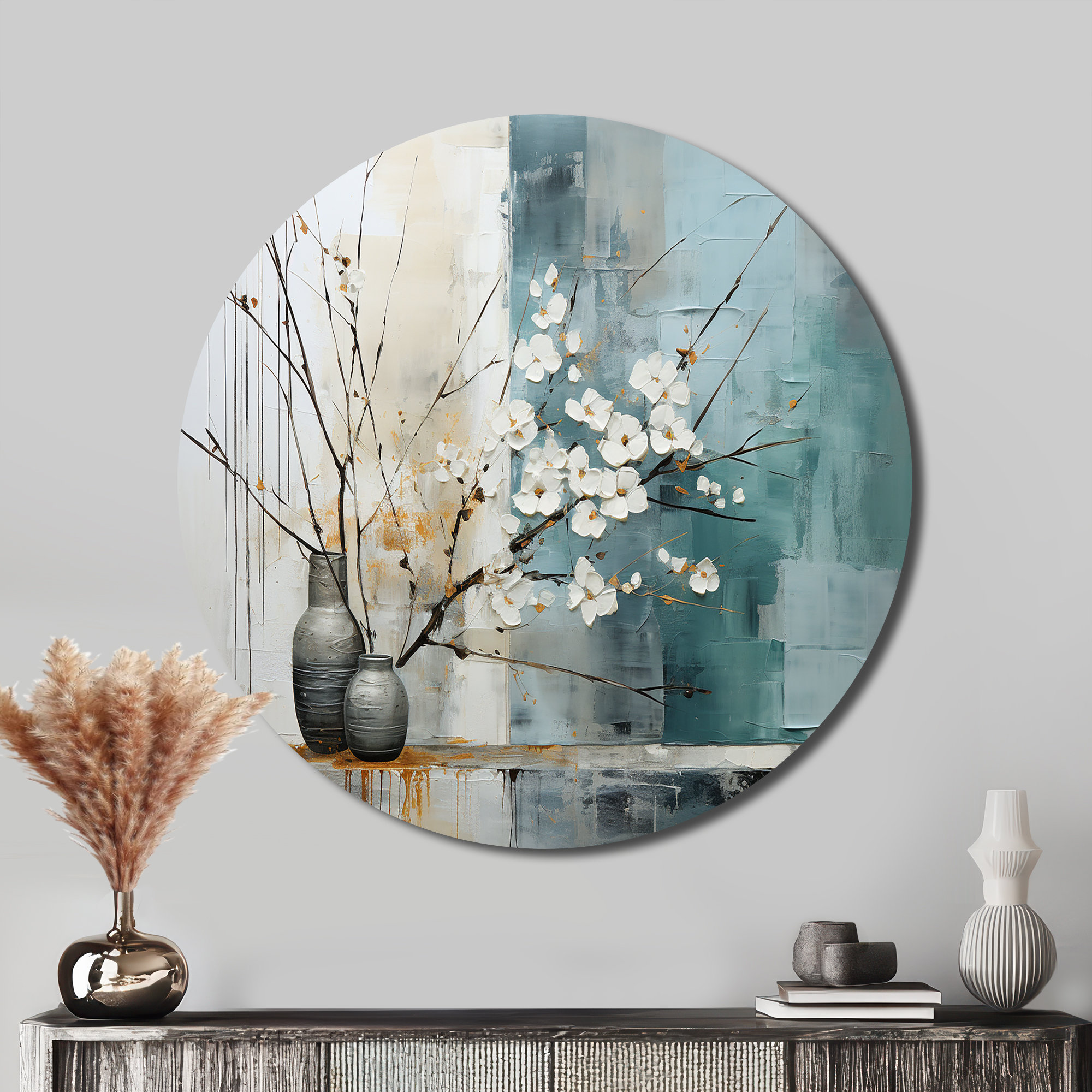 Winston Porter Subtle Serenity II - Abstract Round Metal Art | Wayfair