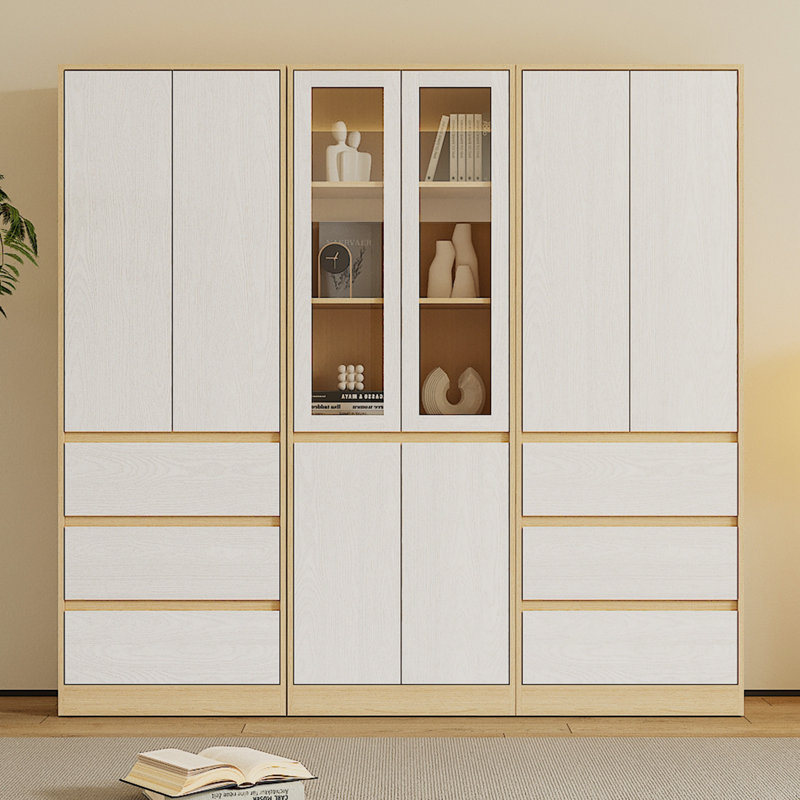 Latitude Run® Scotto 71" H x 71" W Glass Library Bookcase, 5-tier Book ...