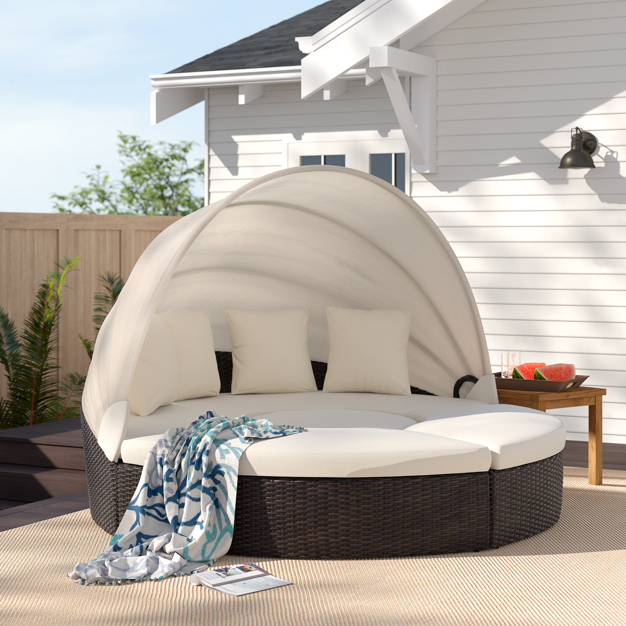 Rosecliff Heights Antigua Patio Daybed with Cushions & Reviews | Wayfair