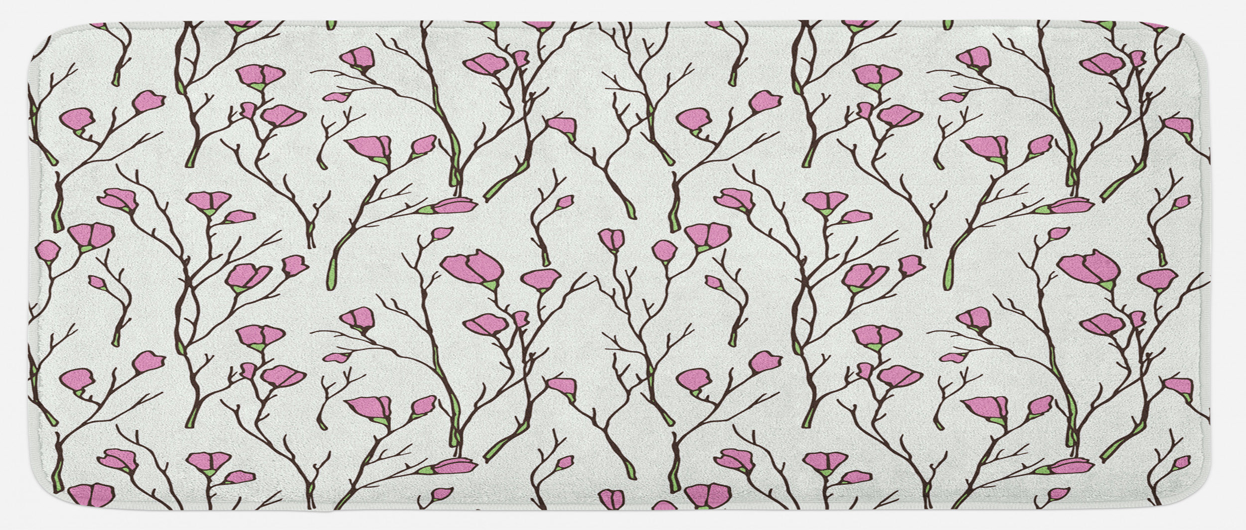 East Urban Home Ambesonne Floral Kitchen Mat, Spring Blossom Pattern In ...
