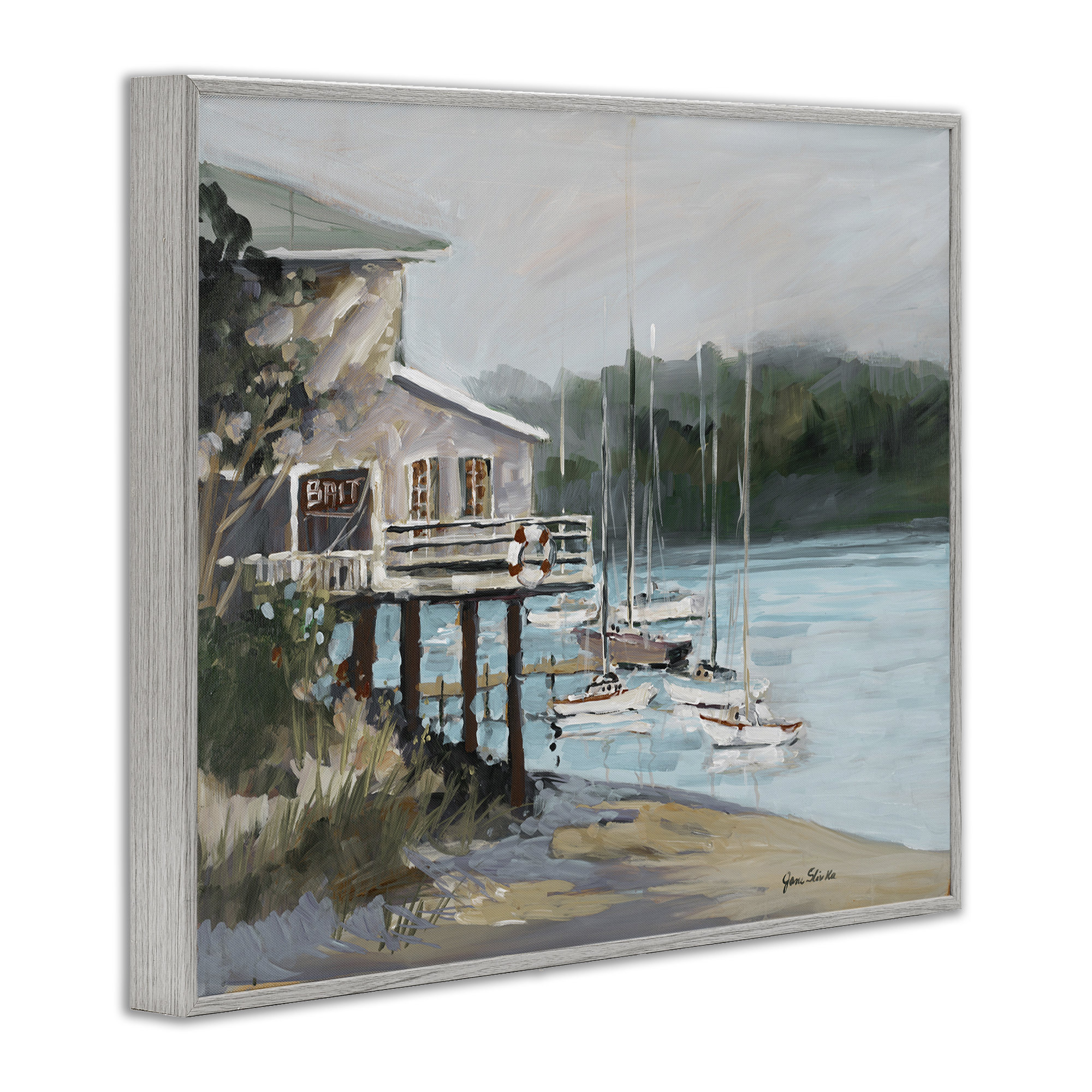 Breakwater Bay Boat Marina Harbor Giclee Art by Jane Slivka | Wayfair